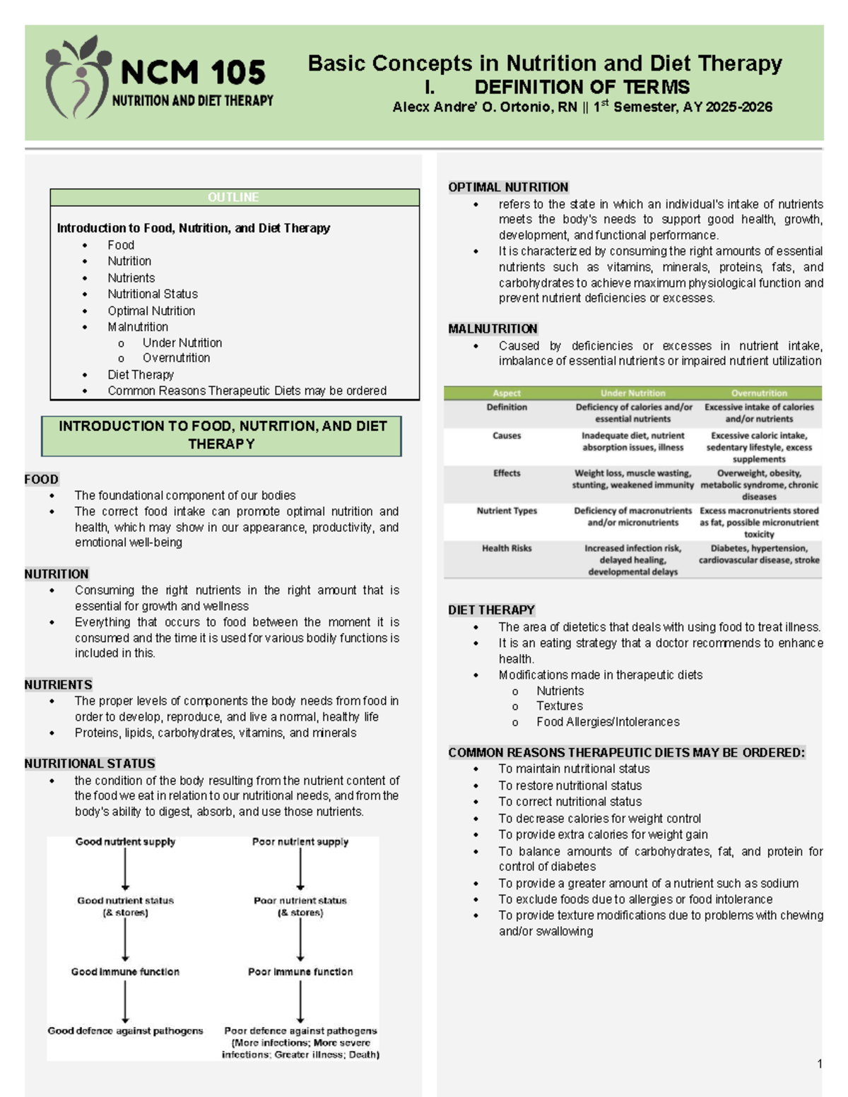 Basic Concepts in Nutrition and Diet Therapy I: Key Terms Explained ...