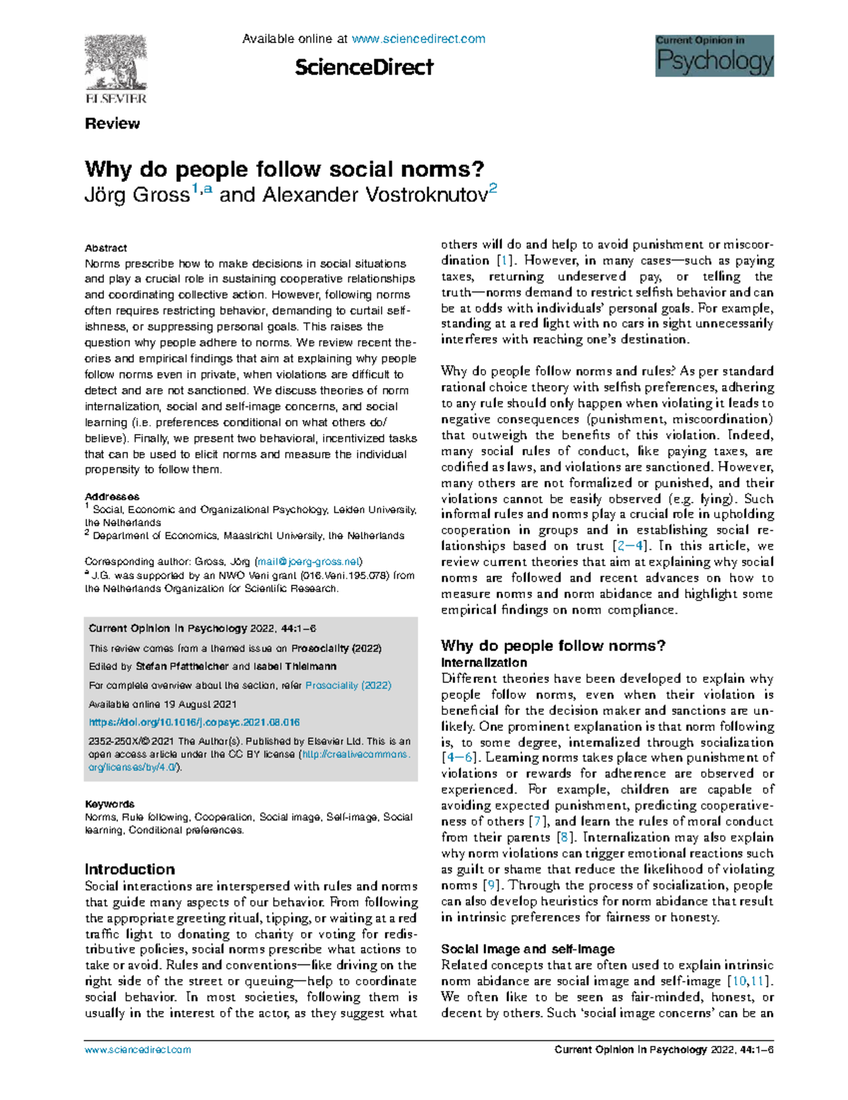 Why People Follow Social Norms: Insights and Theories (PSY 2022) - Studocu