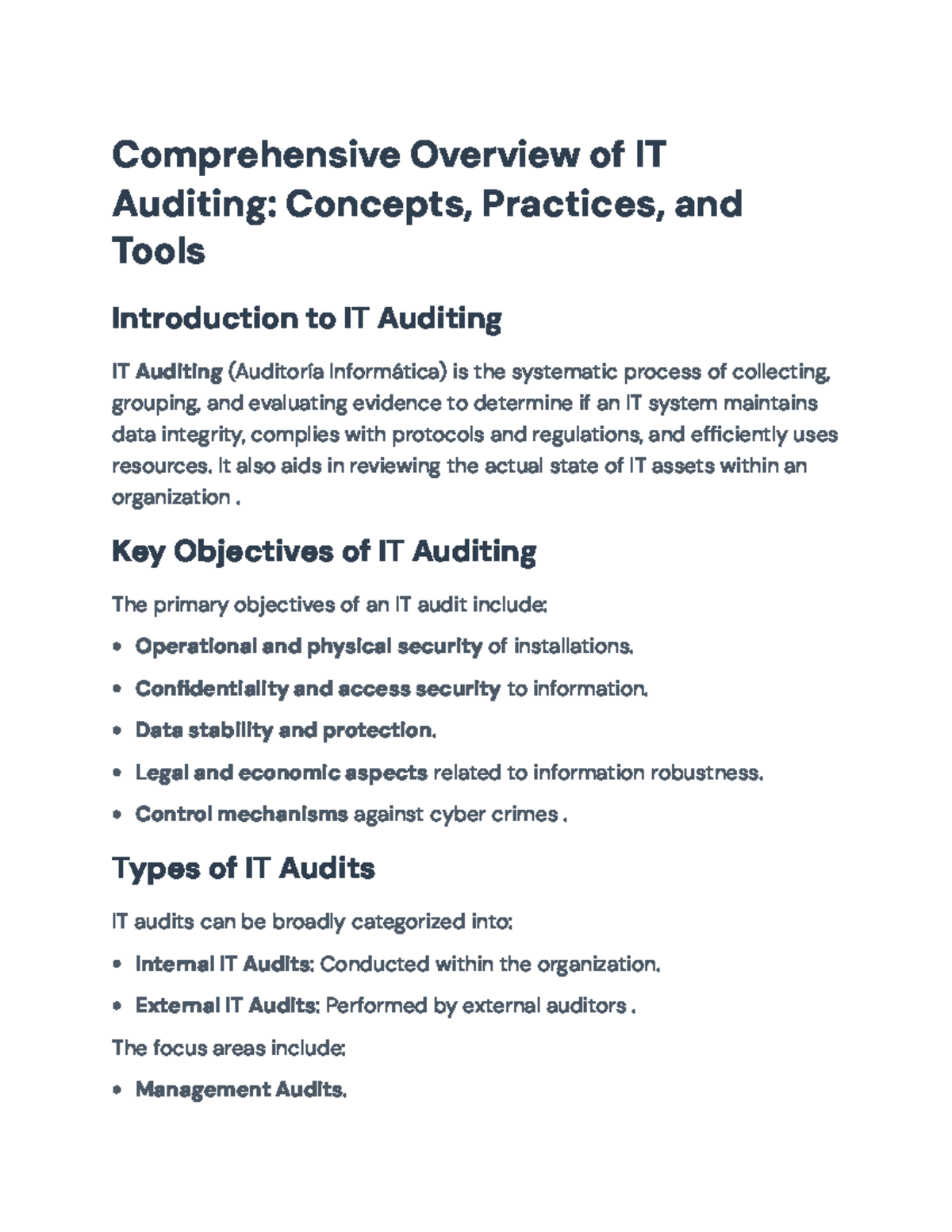 IT Auditing: Concepts, Practices, and Tools Overview - Comprehensive ...