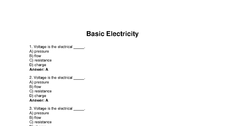 Unit 8: Full MCQ & Calculations on Basic Electricity and Magnetism ...