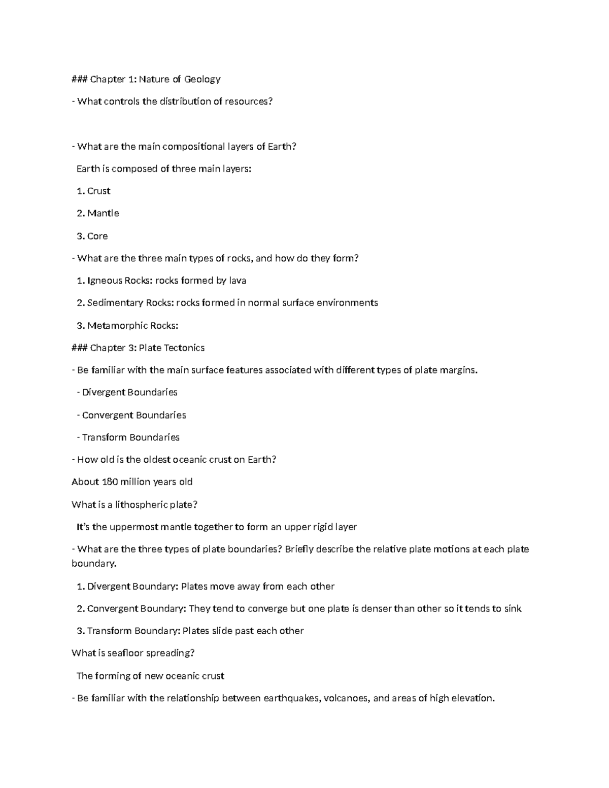 Geology Study Guide: Key Concepts & Terminology (GEOL101) - Chapter 1 ...