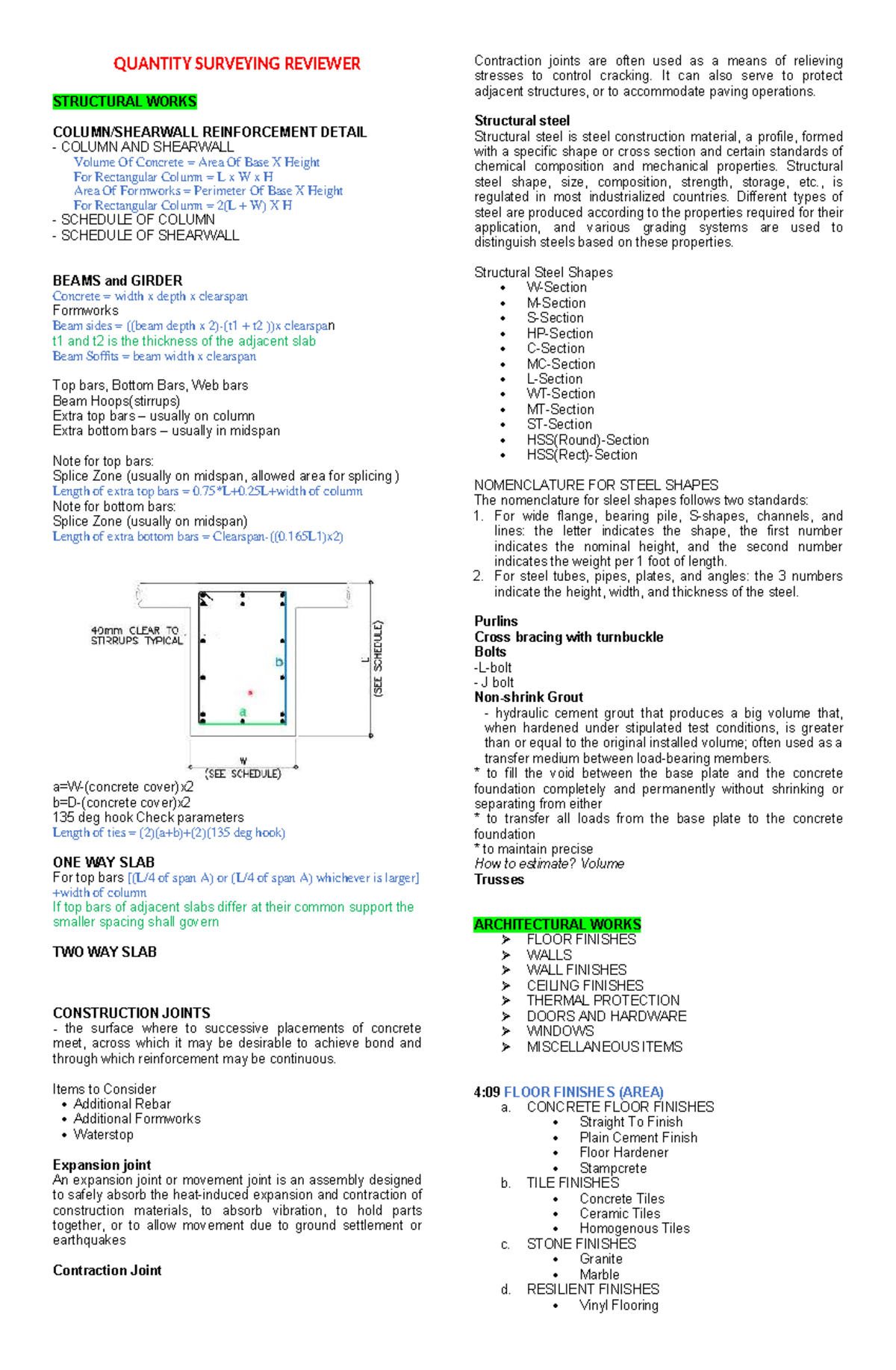 Quantity Surveying Reviewer: Structural Works & Reinforcement Details ...