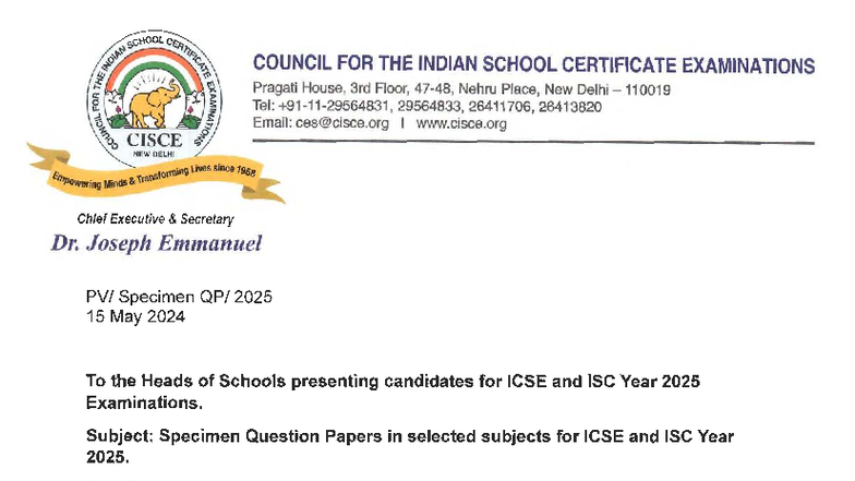 Specimen Question Papers for ICSE & ISC Year 2025 - Studocu