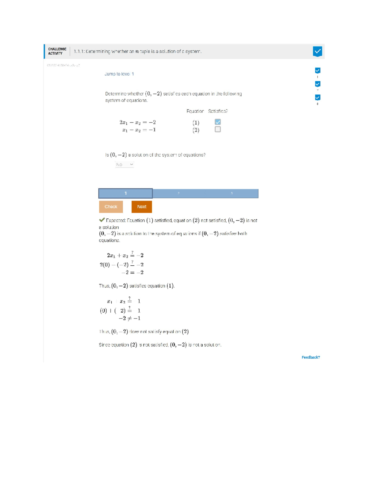 Zy Books Challenge Activity 1.1.1 - CHALLENGE ACTIVITY 1.1: Determining whether an is a solution ...