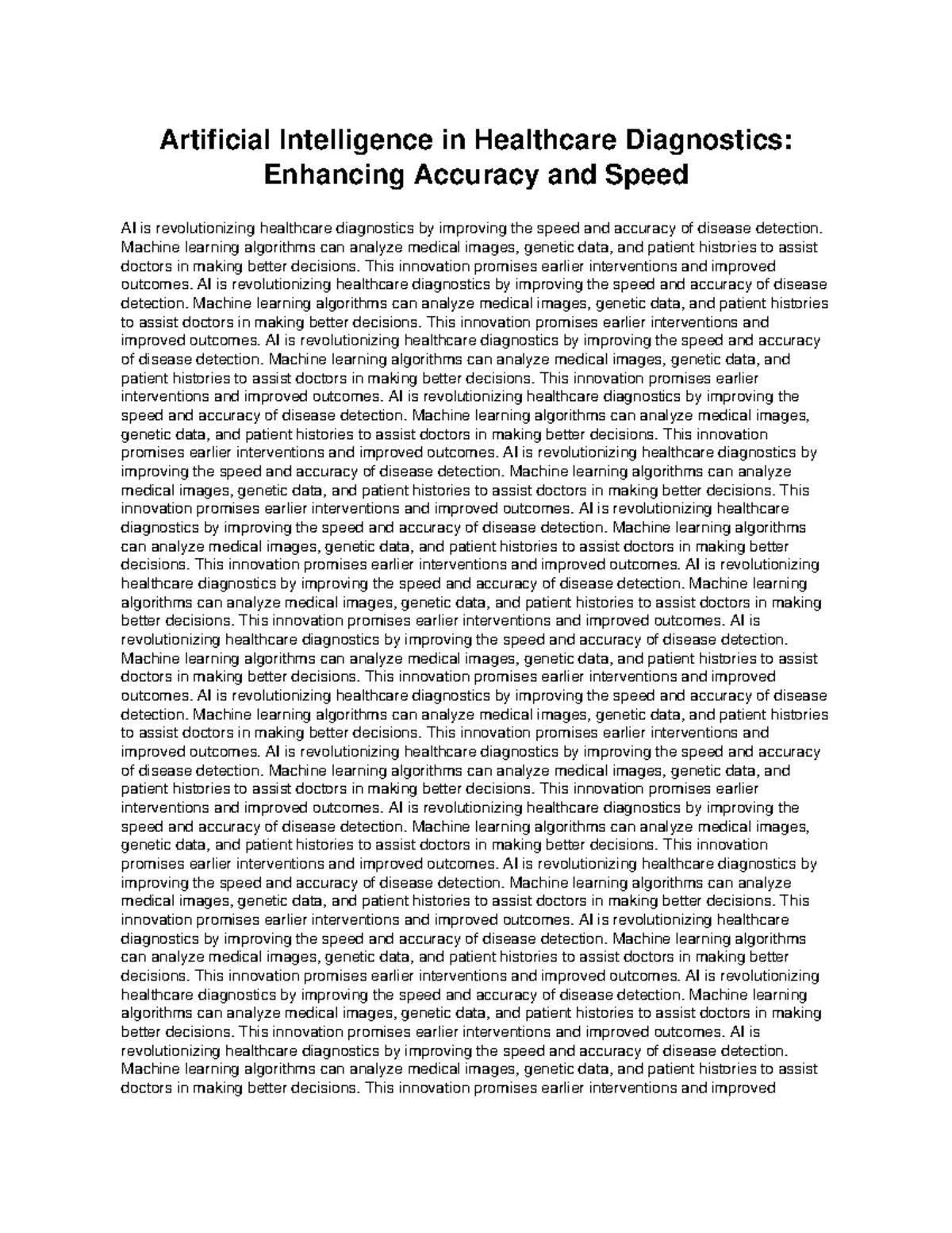 AI in Healthcare Diagnostics: Enhancing Speed & Accuracy - Studocu