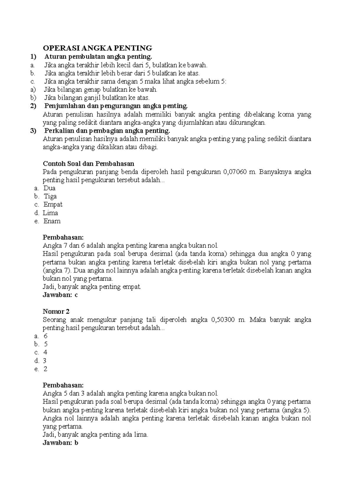 SOAL LATIHAN OPERASI ANGKA PENTING - Matematika 101 - Studocu