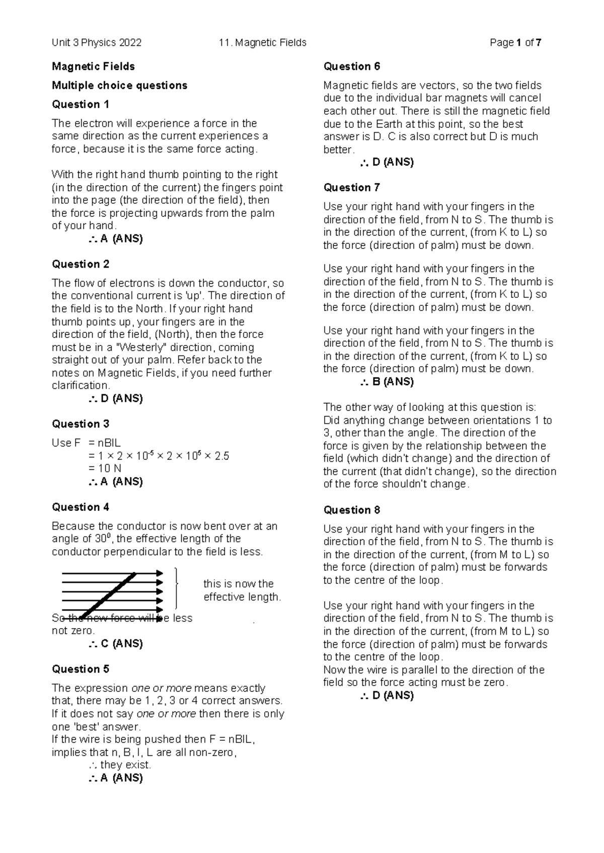 11 Checkpoints Magnetic fields solutions 2022 - Magnetic Fields ...
