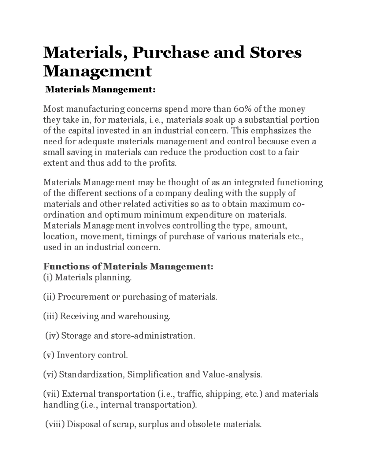 566702 - Lecture notes 1 - Materials, Purchase and Stores Management ...
