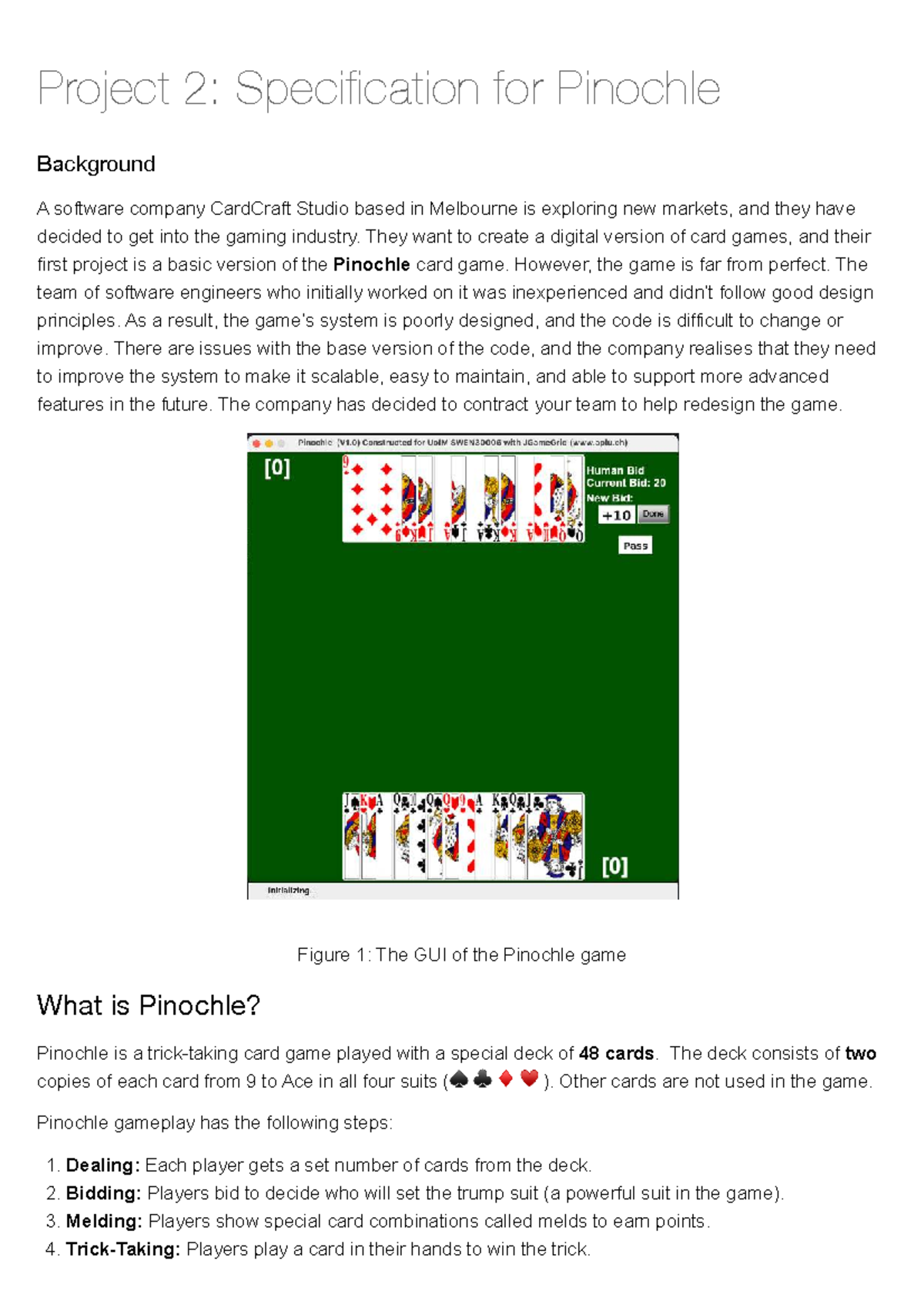 Project 2: Pinochle Game Software Design Specification (SWEN30006 2025 SM1) - Studocu