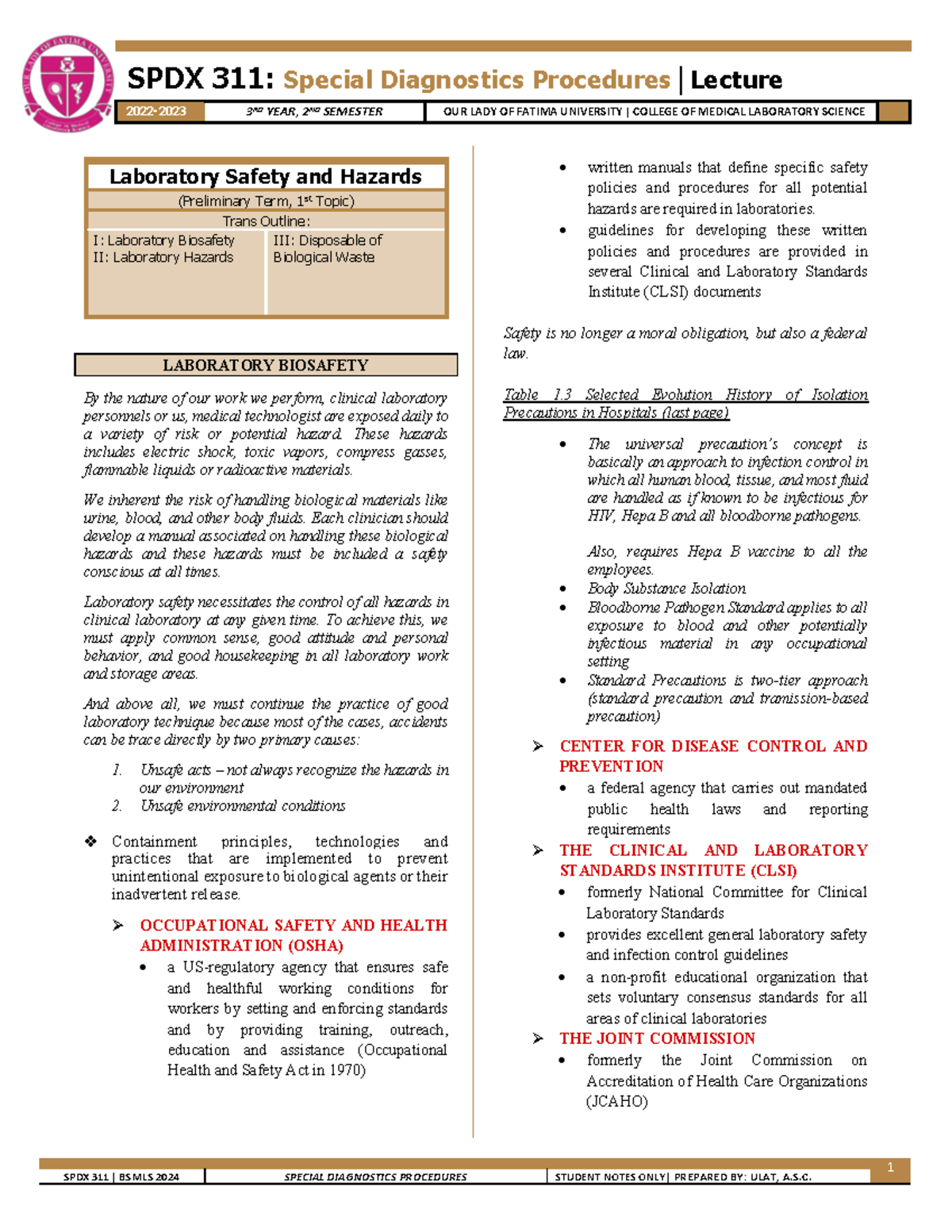 SPDX - 1 Laboratory Safety AND Hazard - 1 SPDX 311 : Special Diagnostics Procedures│Lecture 2022 ...