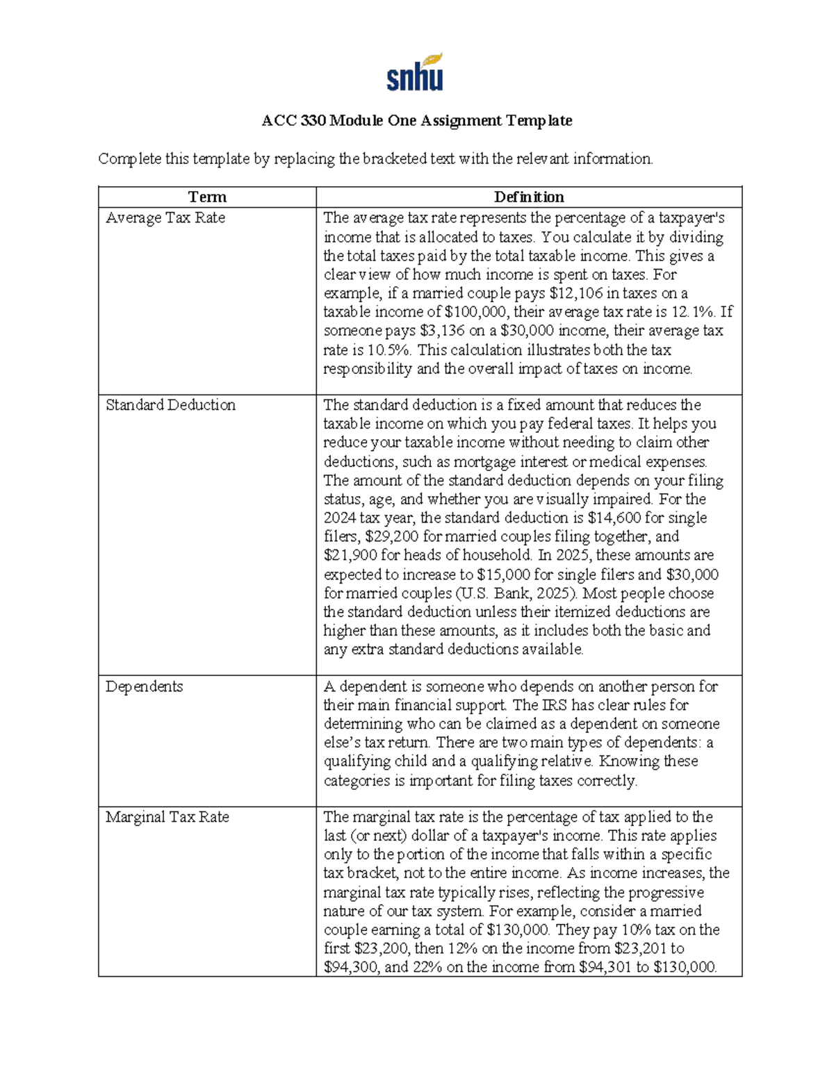 ACC 330 Module 1 Tax Concepts: Average & Marginal Tax Rates - Studocu