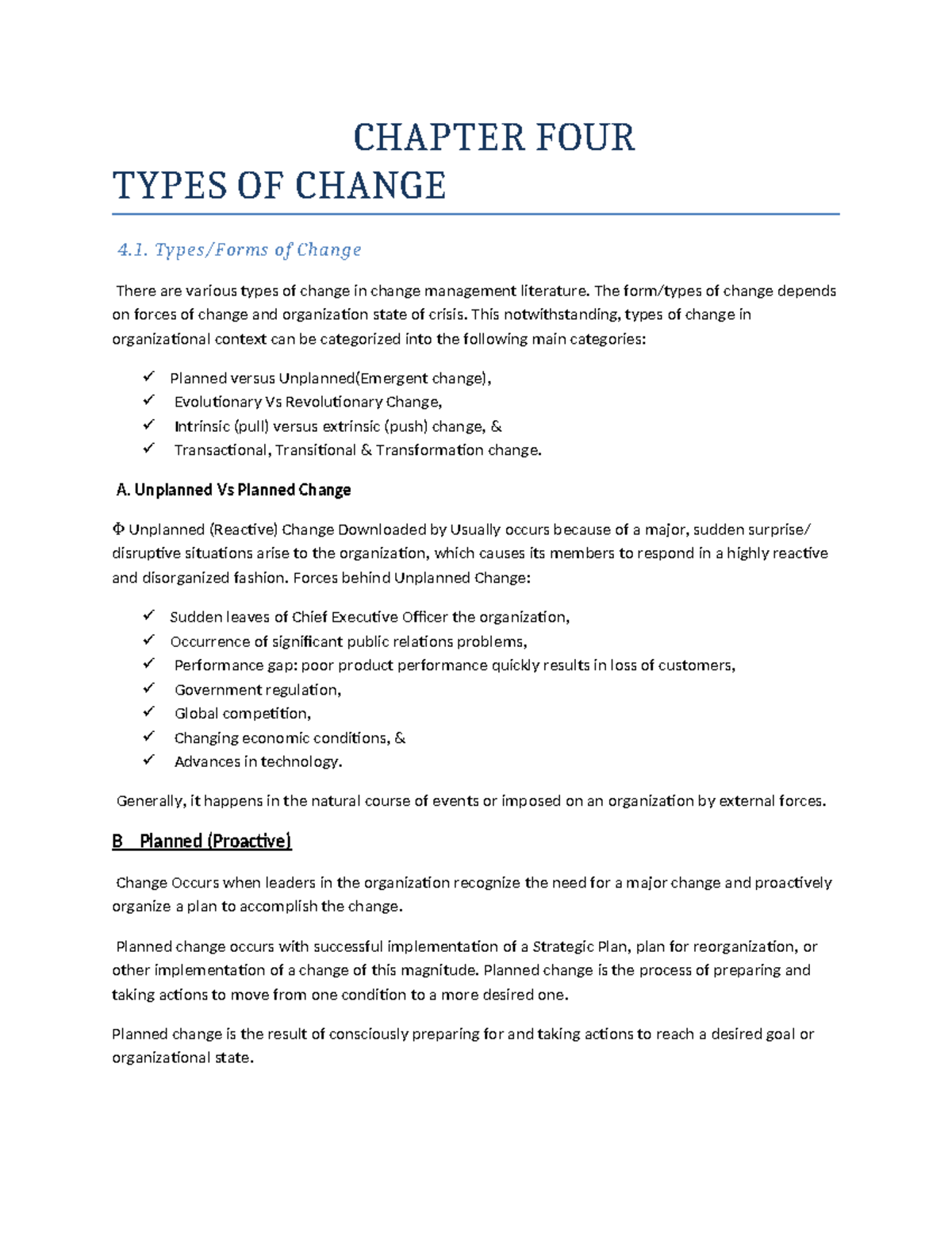 Chapter 4: Diverse Types of Change in Change Management (CM 101) - Studocu