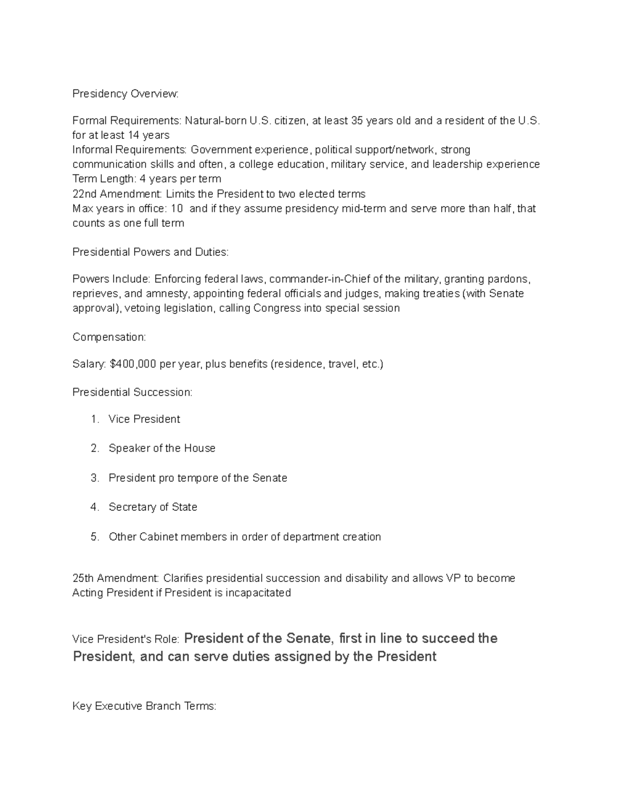 Presidential Powers and Roles: Overview of U.S. Executive Branch ...