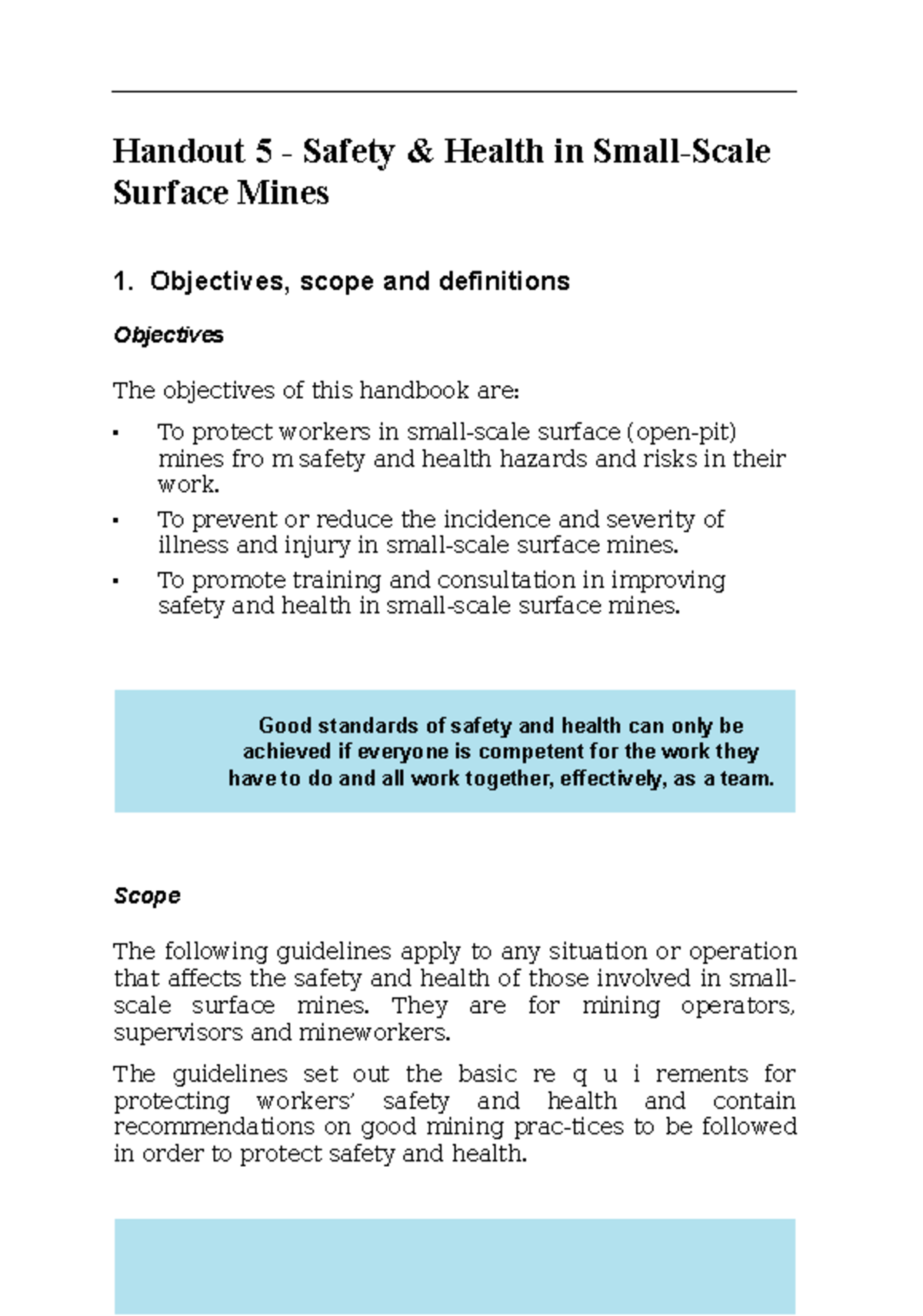 Min 306 Lecture Notes 5 - Safety and Health Guidelines in Surface ...