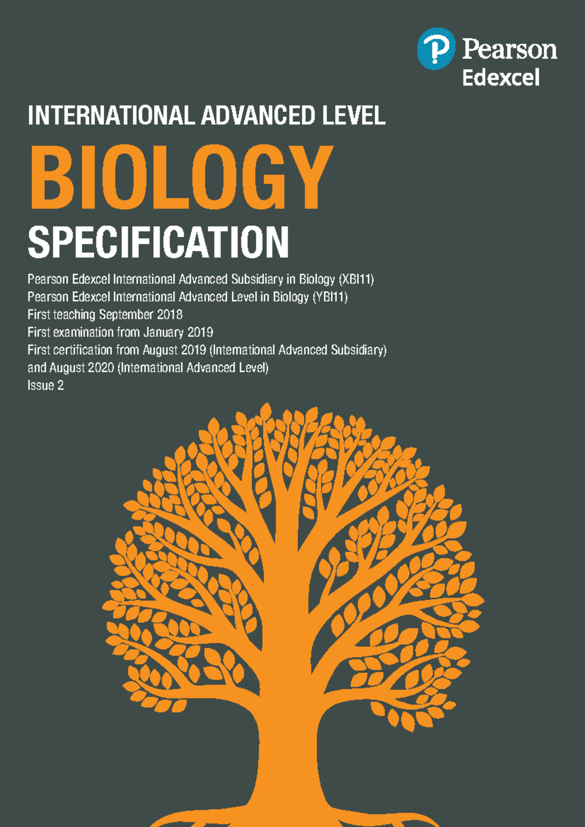 Pearson Edexcel International A Level Biology Specification (YBI11 ...