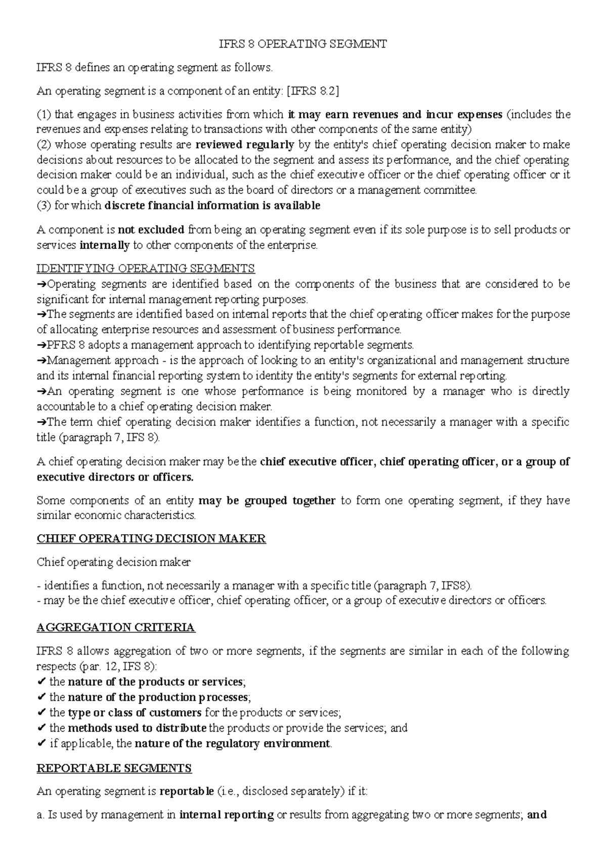 IFRS 8 Operating Segment: Key Concepts and Reportable Segments Explained - Studocu