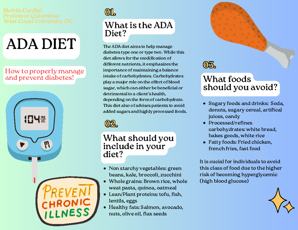 Clinical Nutrition Project: Managing Diabetes with the ADA Diet - Studocu