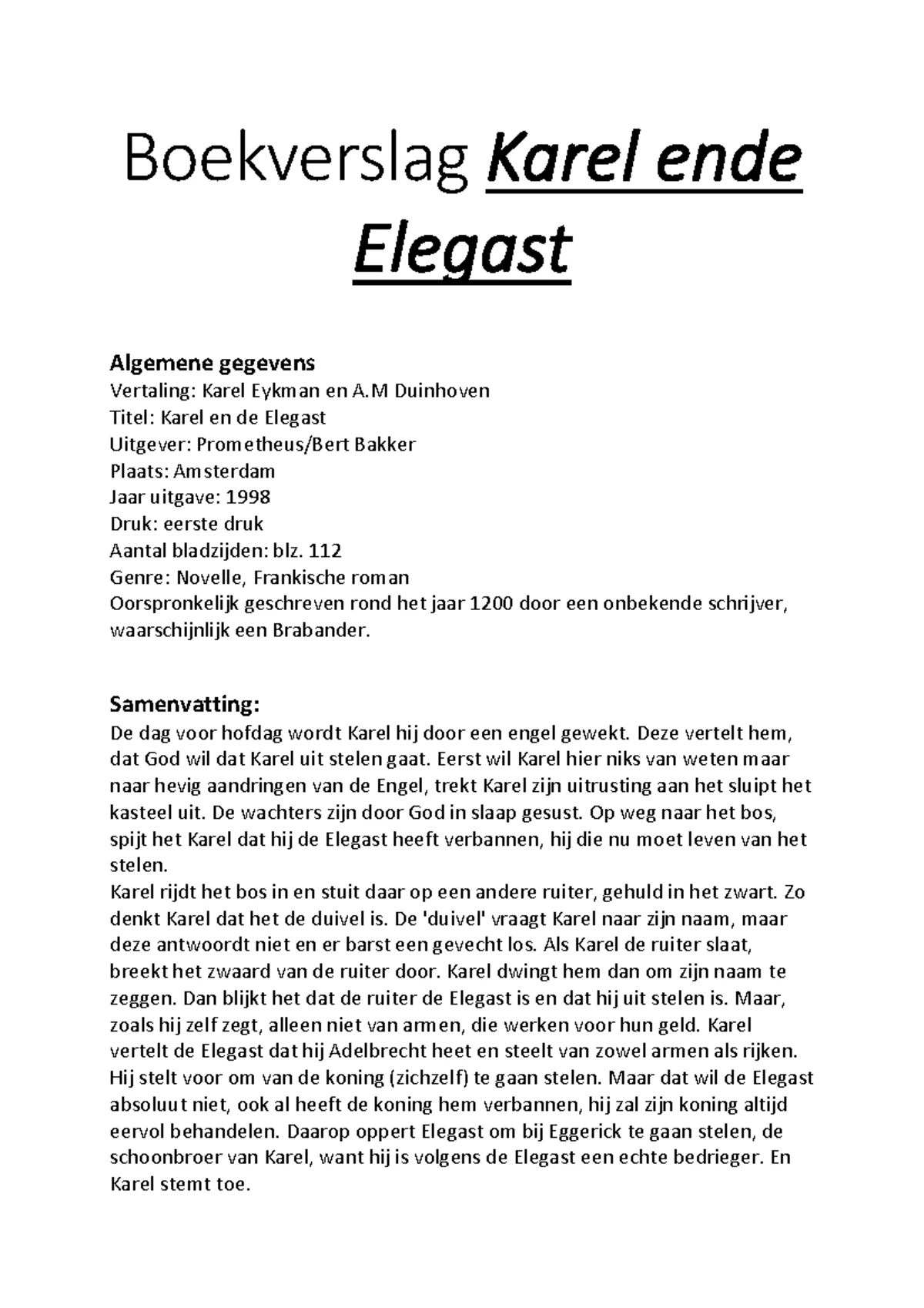 Het Gouden Ei - Boekverslag en Analyse van Tim Krabbé - Studeersnel