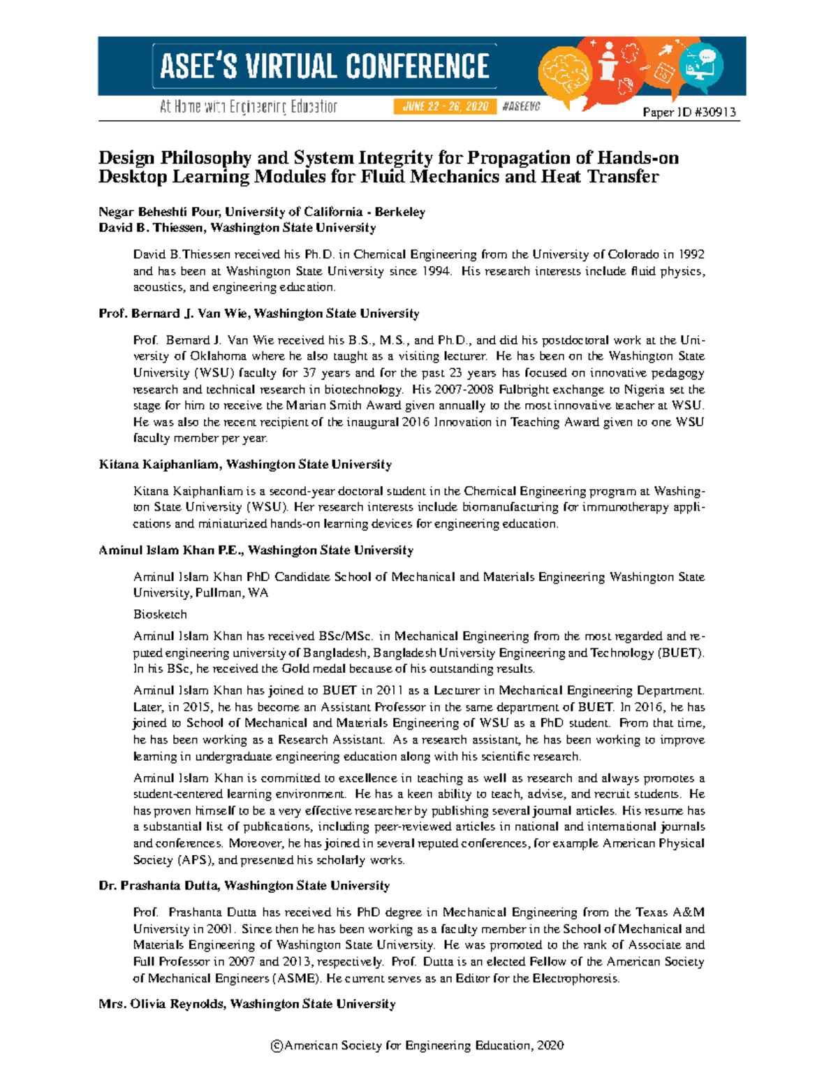 ASEE-20-30913 - Design Philosophy for Desktop Learning Modules in Fluid - Studocu