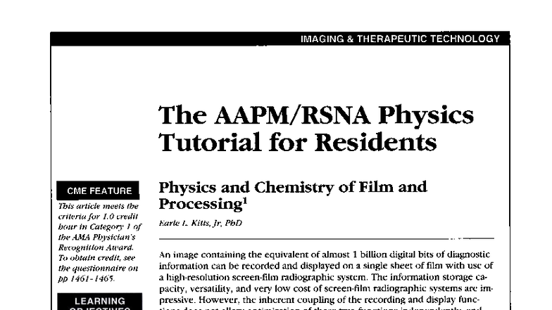 Radiographics: Chemistry of Film & Processing (Course Code: U) - Studocu