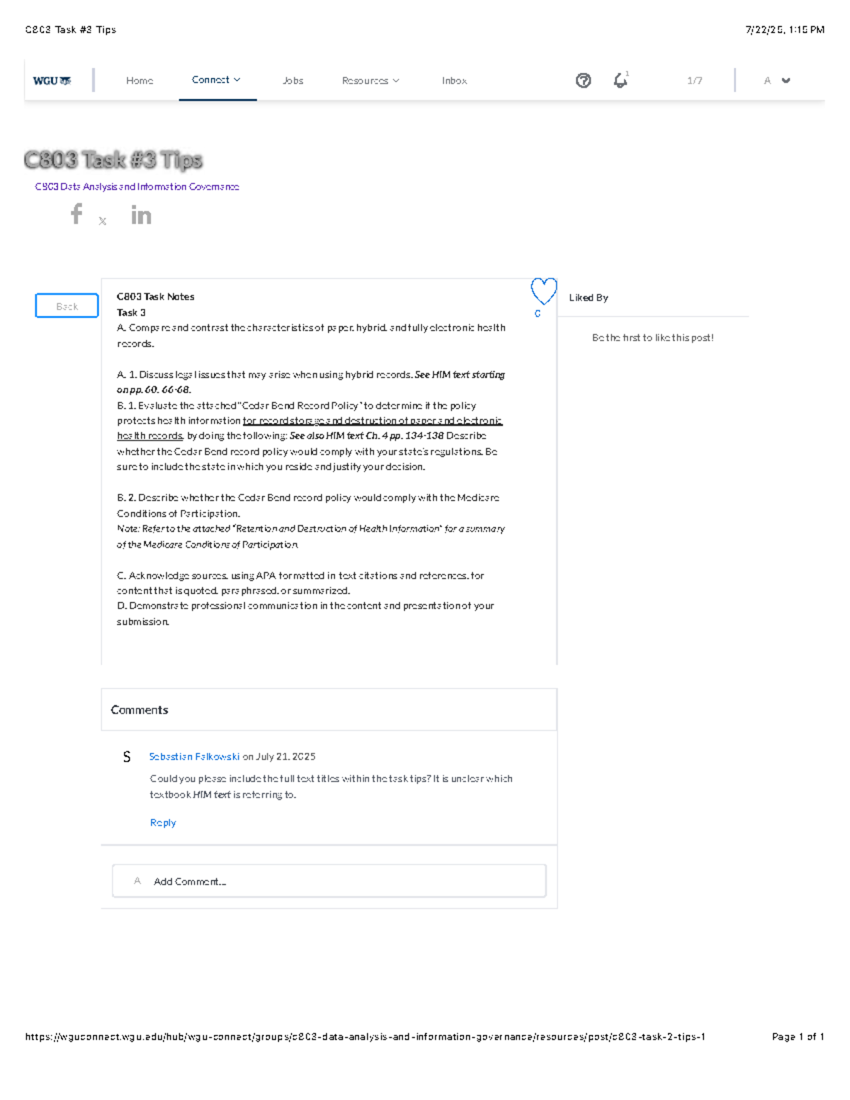 C803 Task #3 Tips: Analyzing Health Records and Legal Issues - Studocu