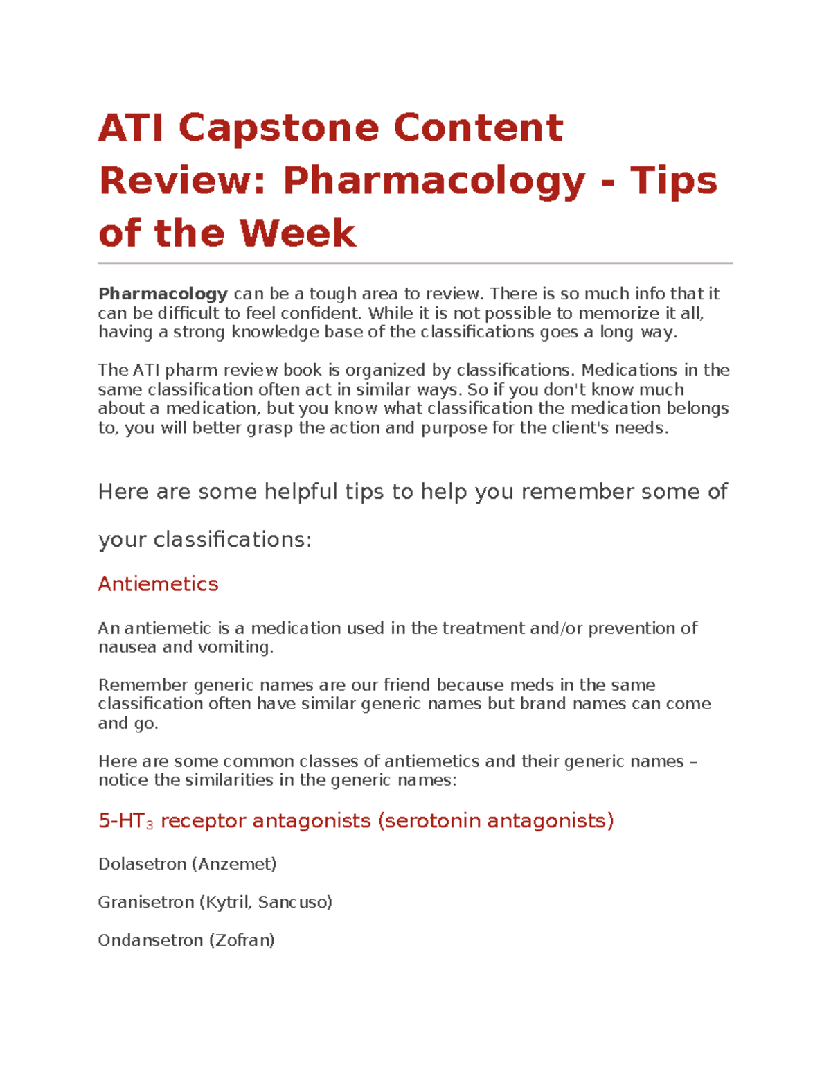 ATI weekly tips - ATI capstone review - ATI Capstone Content Review ...