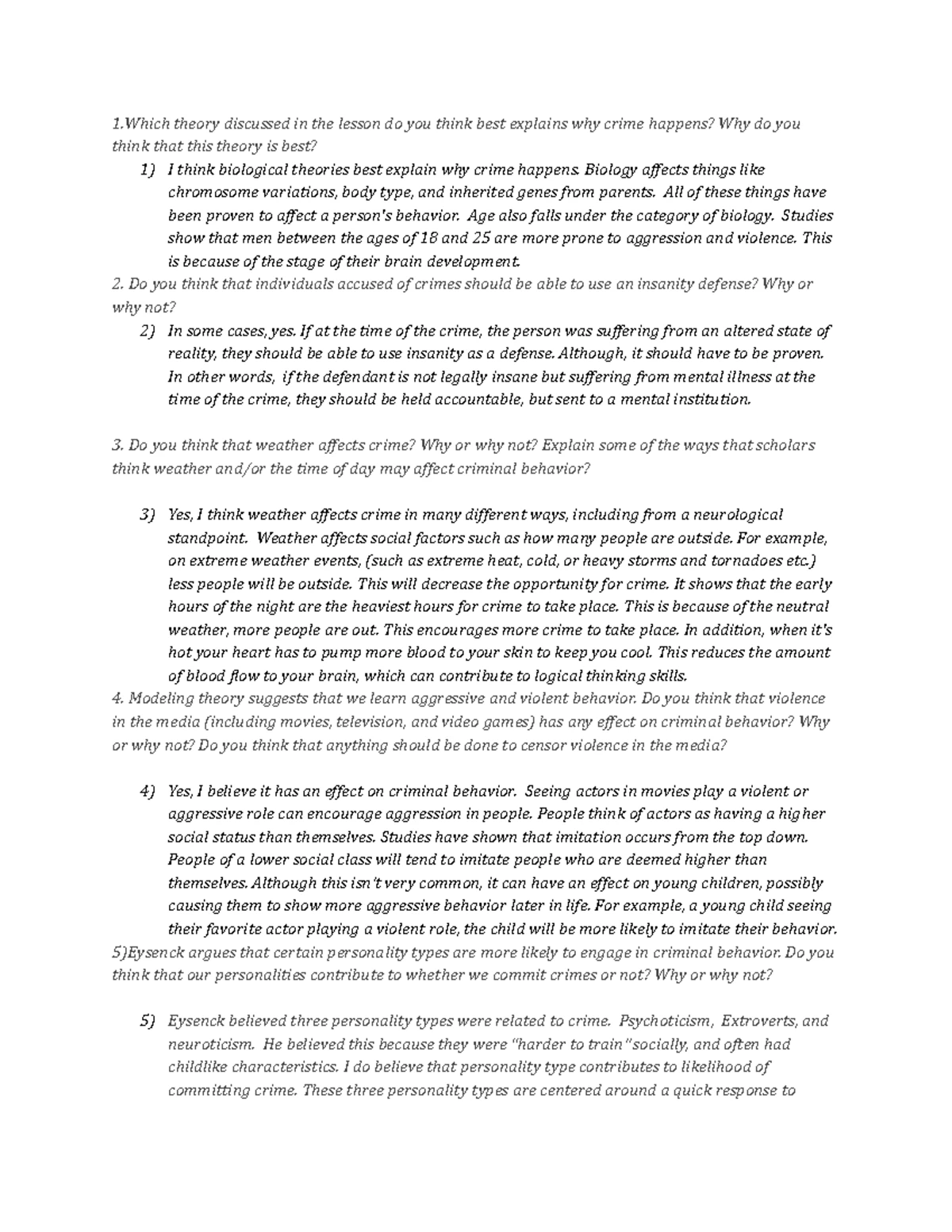 Unit 4 Criminology: Crime & Punishment Exam Marked Paper Analysis - Studocu