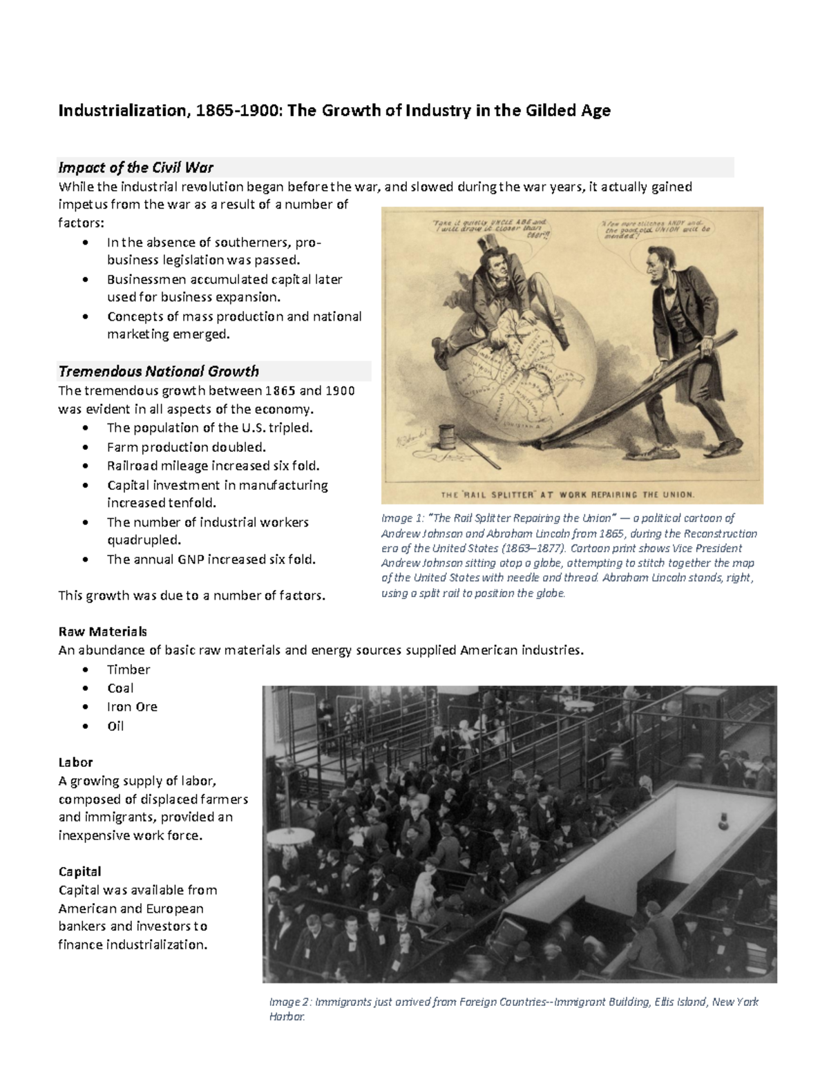 Ch18 Lecture Notes: Industrialization & Growth in the Gilded Age - Studocu