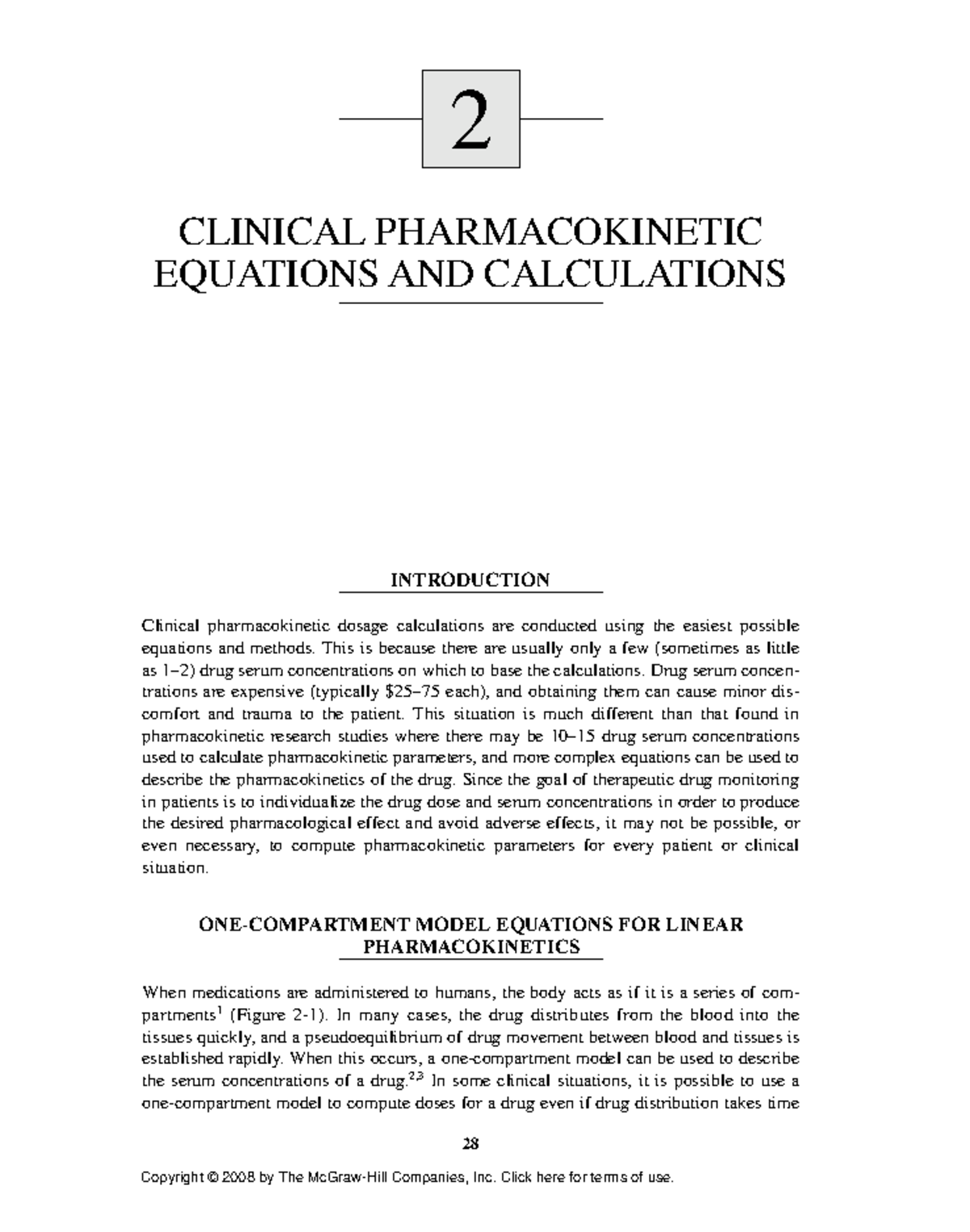 Ch 2 Clinical Pharmacokinetics: Key Equations & Calculations - Studocu