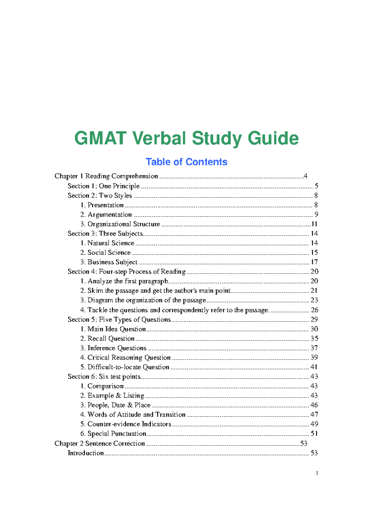 GMAT Verbal Study Guide: Master Reading Comp., Sentence Correction ...
