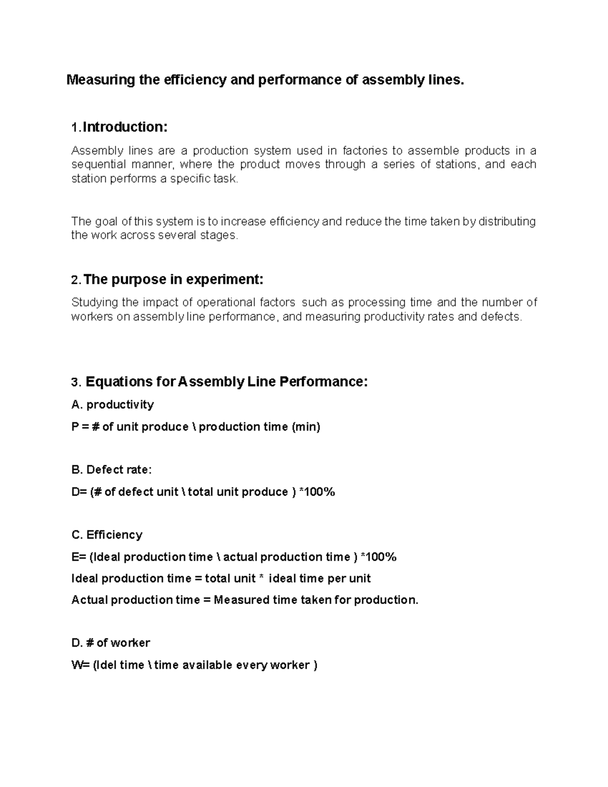 Assembly Line Performance Analysis - Exp5 - Studocu