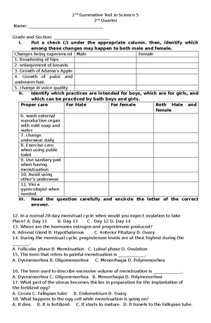 EPP-ICT V 1st Quarter Exam with TOS and Answer Key Guide - Studocu