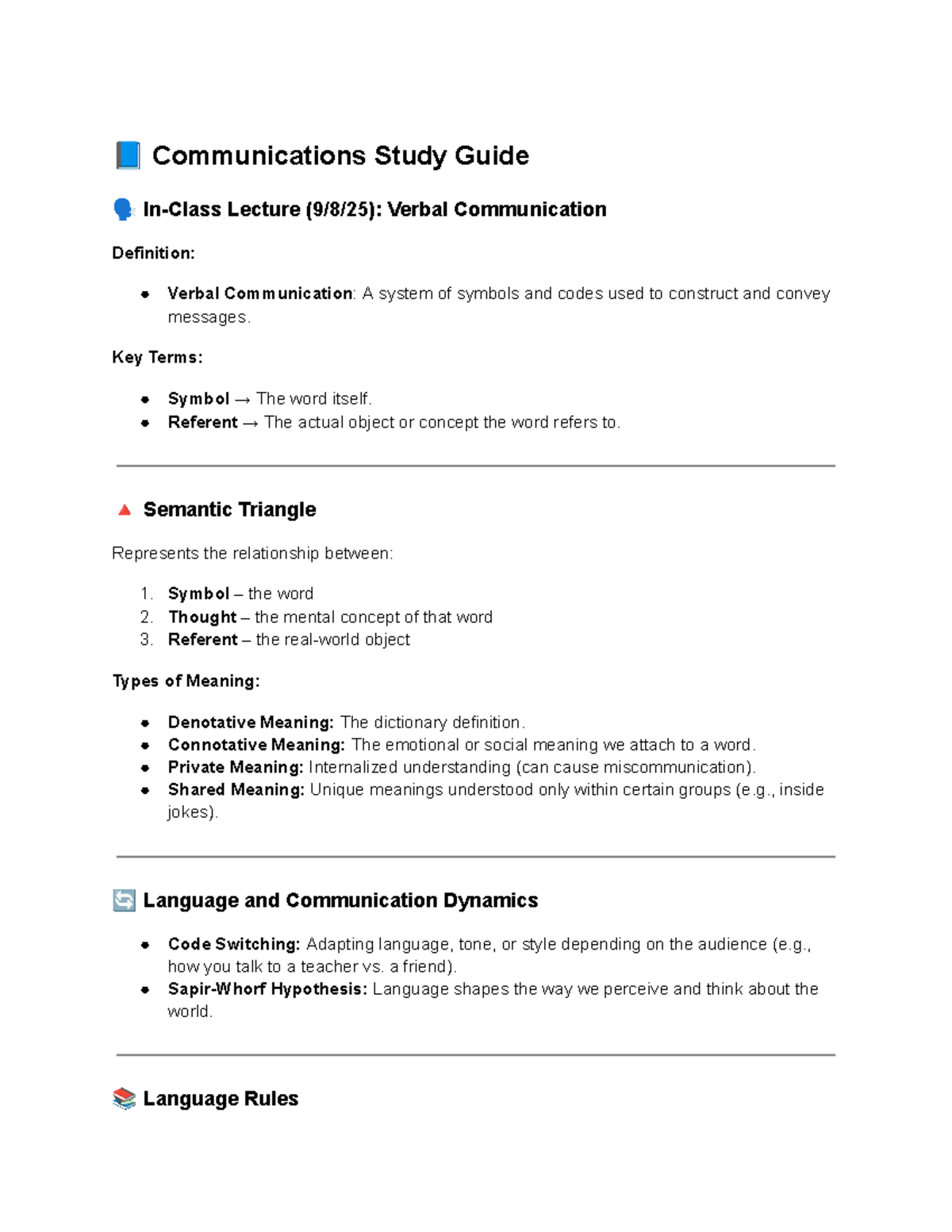Communications Midterm Study Guide: Verbal & Listening Skills - Studocu