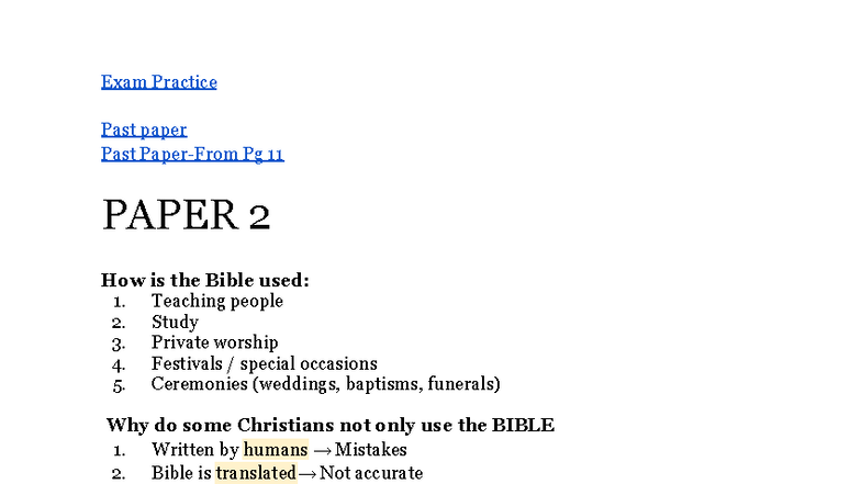 RS Paper 2 & Paper 1 Study Notes: Understanding the Bible and Christian ...