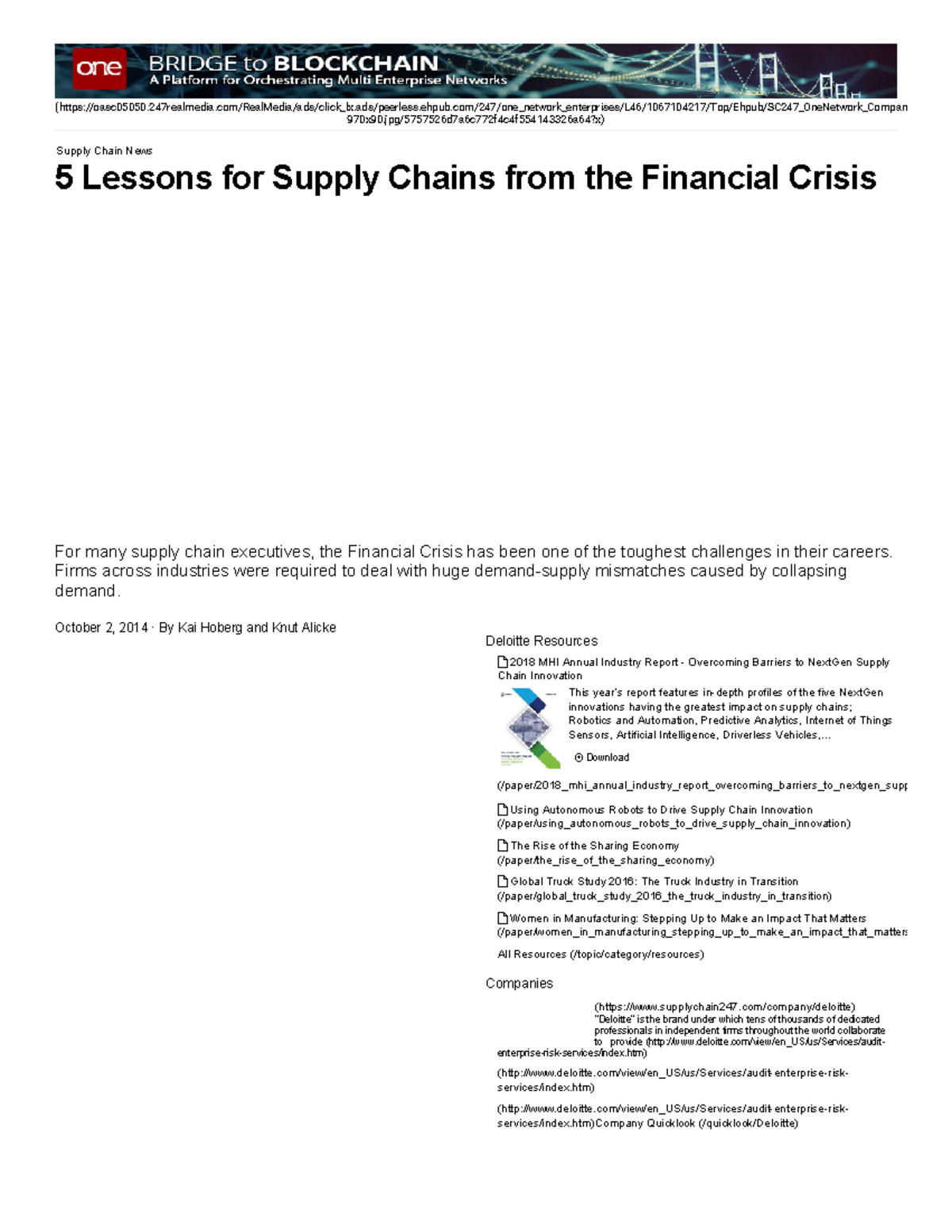 5 lessons for supply chains from the financial crisis - supply chain 24 ...