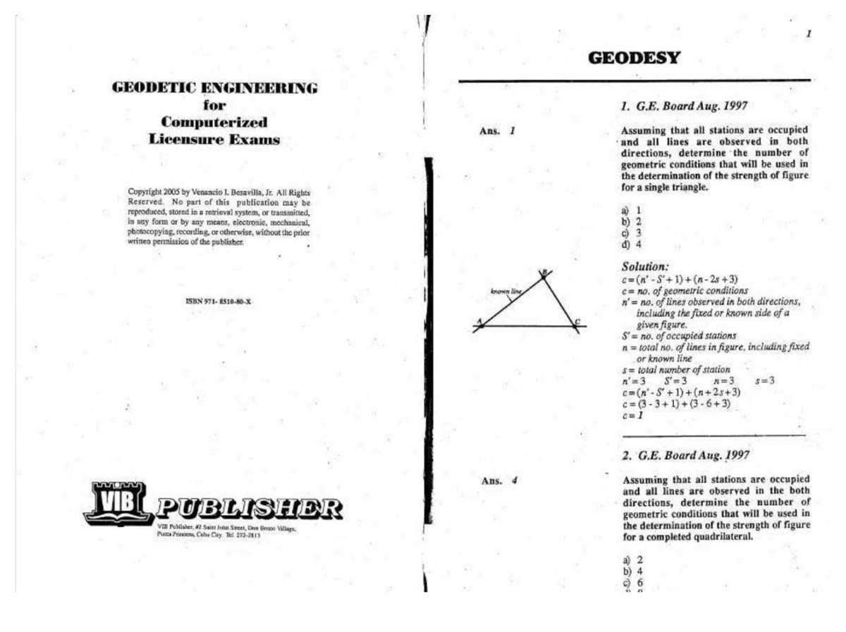 GE 3246 Final Exam Geodesy Reviewer: Understanding Geometric Conditions ...