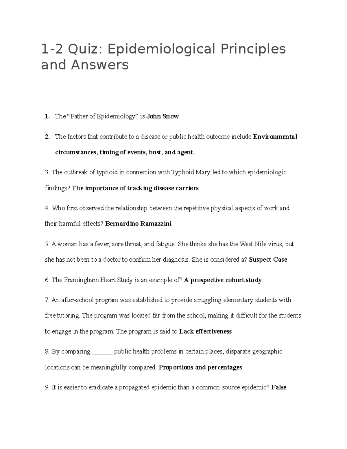 IHP 330 Quiz: Key Concepts in Epidemiological Principles - Studocu