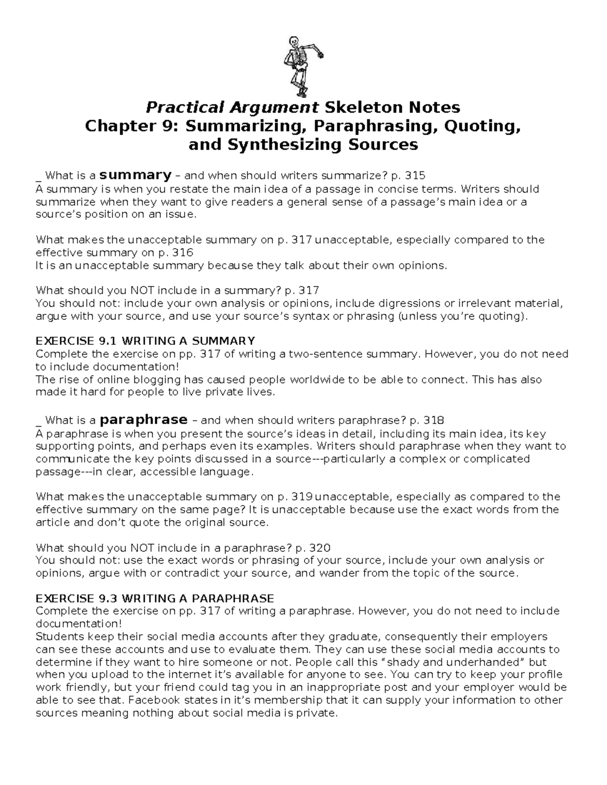 Practical Argument Chapter 9 Skeleton Notes - Practical Argument ...