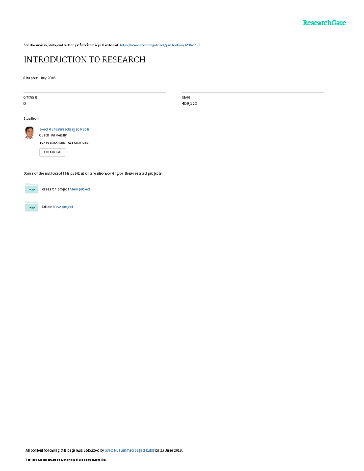 Introductionto Research - See discussions, stats, and author profiles ...