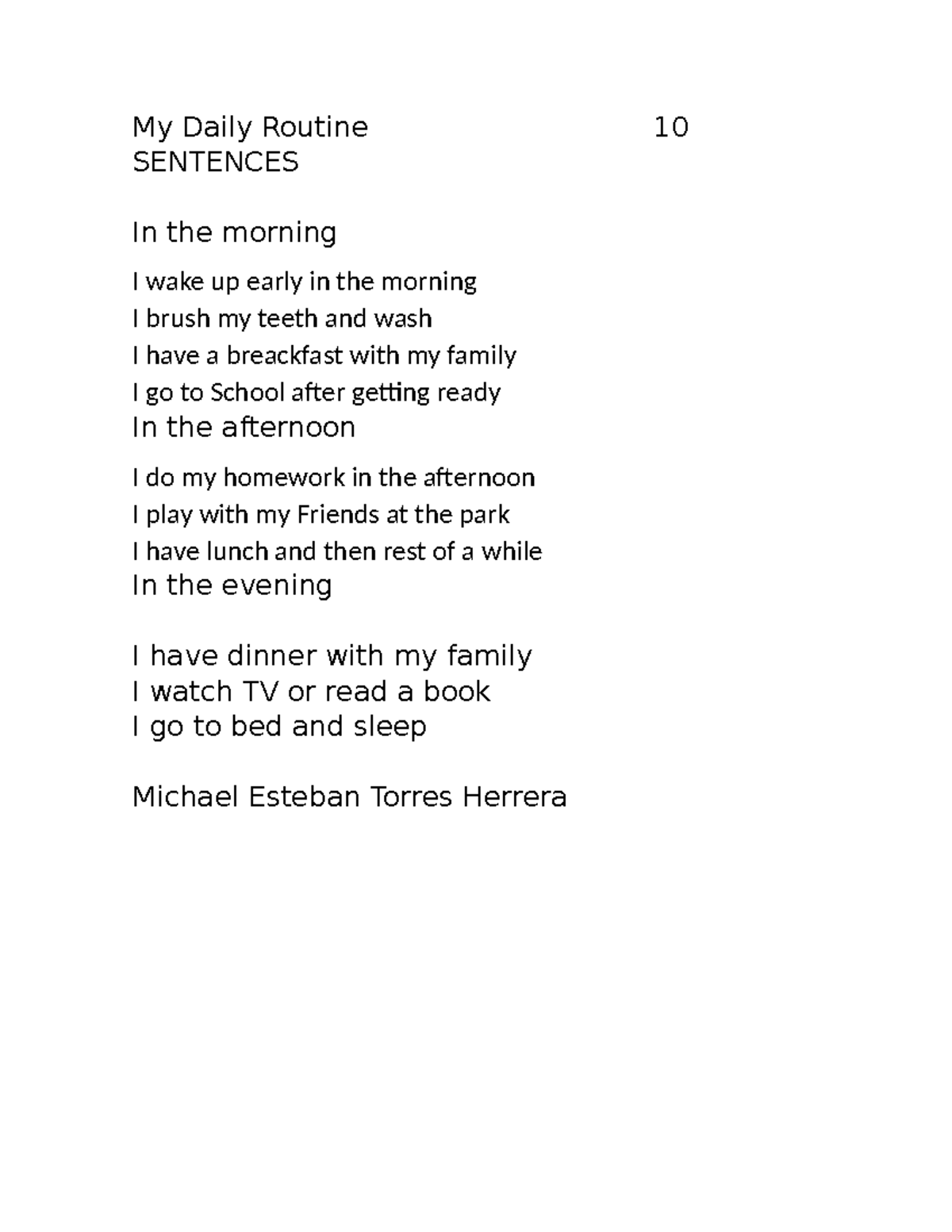 My Daily Routine 10 Sentences - Guia 10 Guianza Turistica - My Daily ...