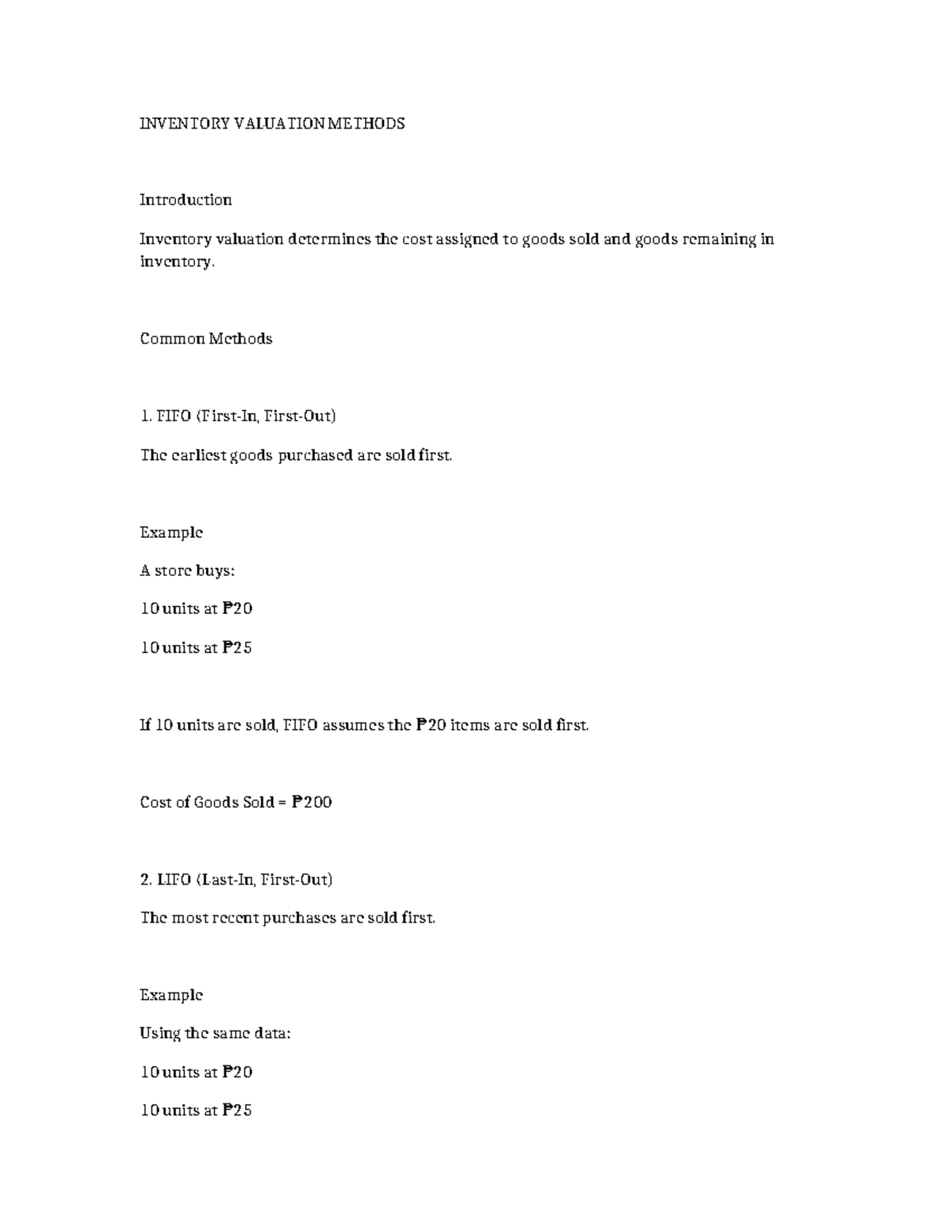 Expanded Inventory Valuation Methods: FIFO & LIFO Explained - Studocu