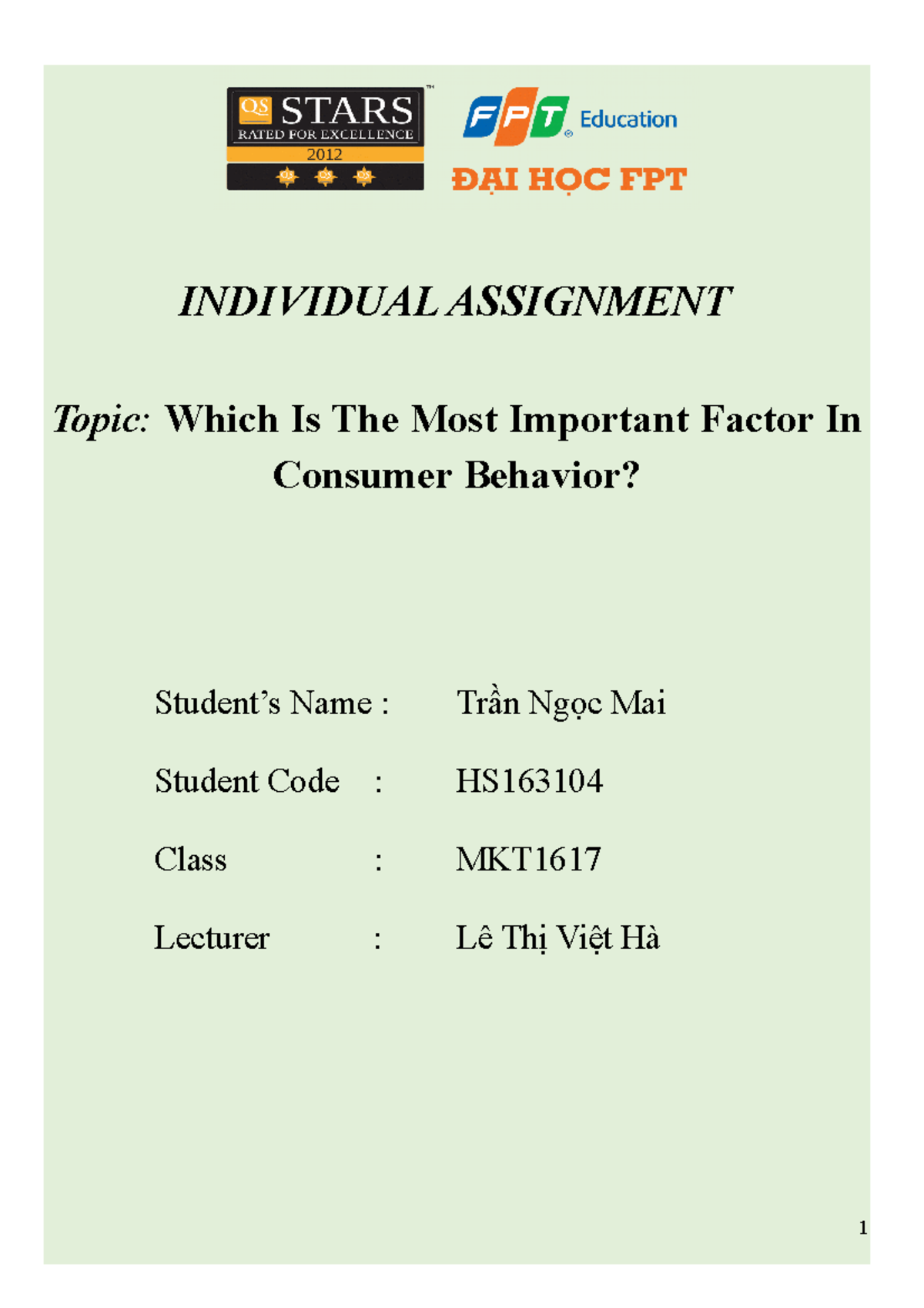 Individual Assignment 201 - INDIVIDUAL ASSIGNMENT Topic: Which Is The ...