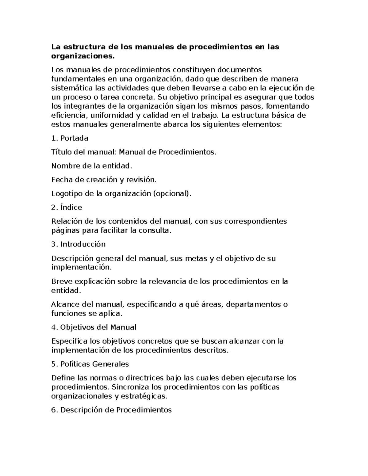 Estructura y Relevancia de los Manuales de Procedimientos en las ...