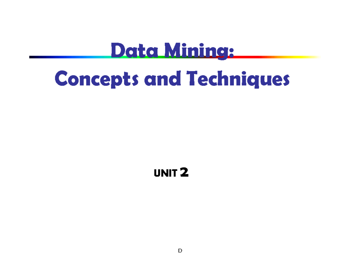 Data Mining (Course Code) Unit 2 - Lecture Notes on Data Warehousing ...