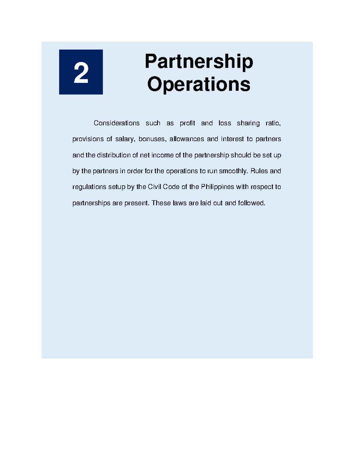 2 - Partnership Operations - 2 Partnership Operations Considerations ...