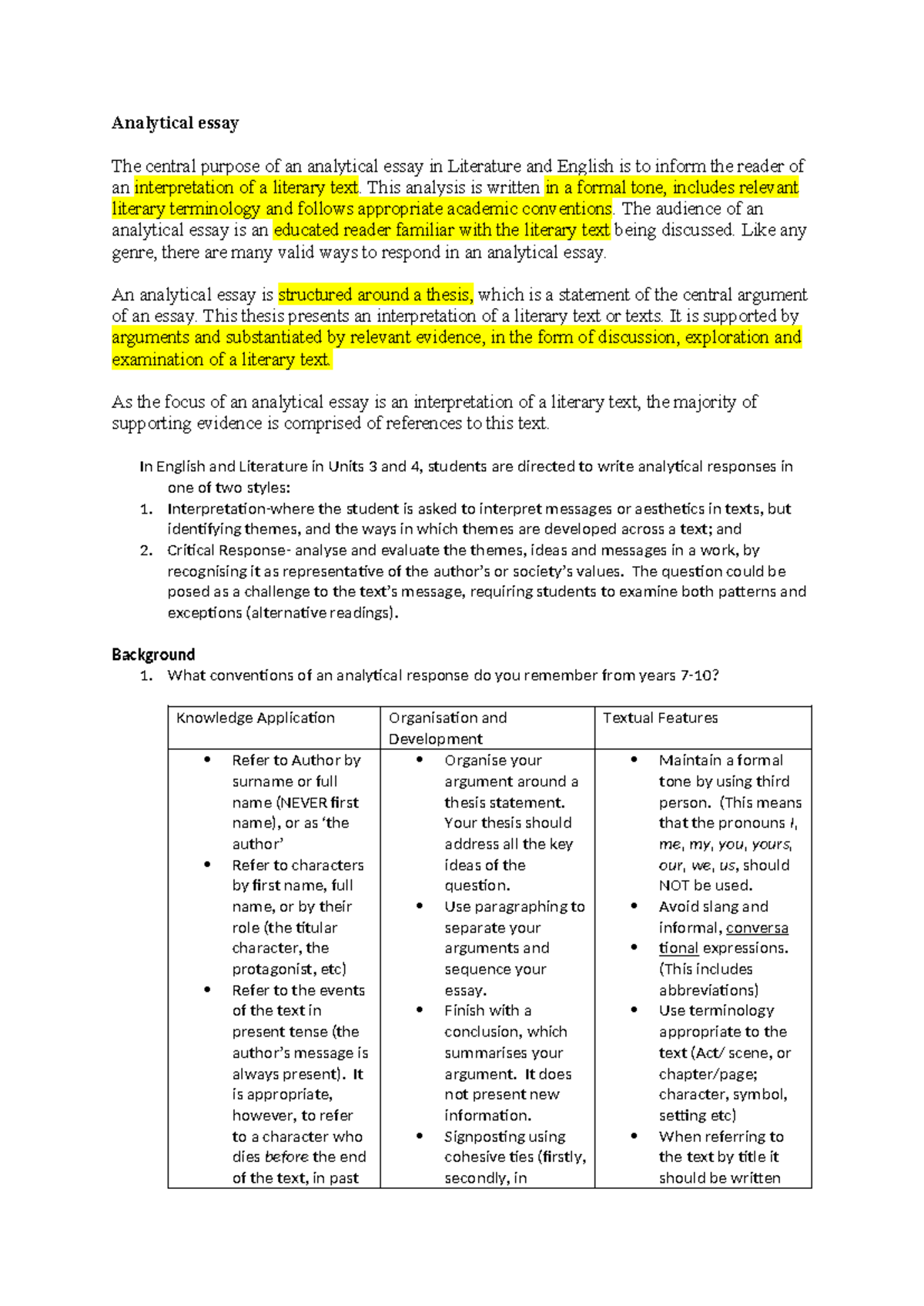 ENG201 - Analytical Essay Writing Strategies for Senior Students - Studocu