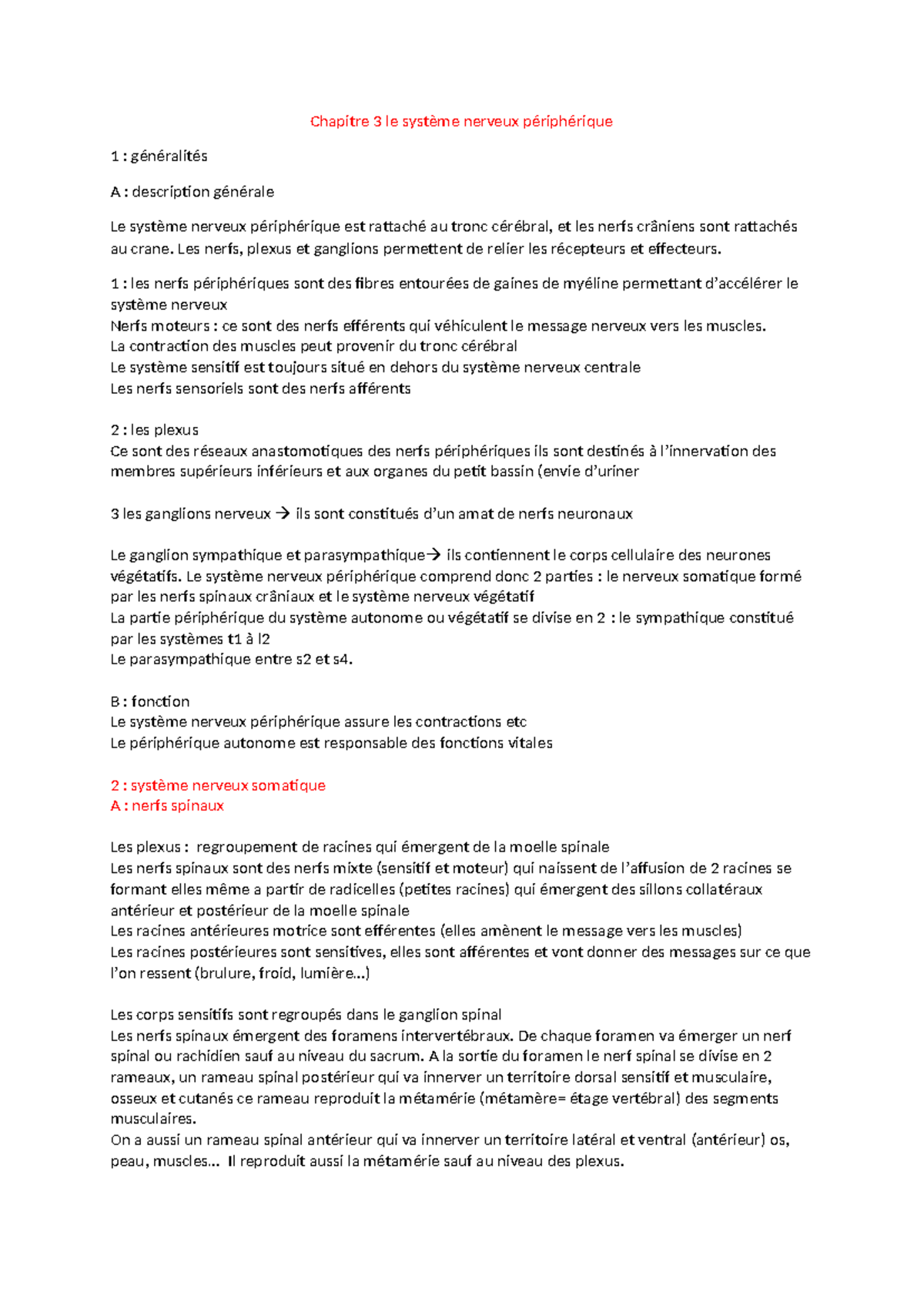 Chapitre 3 : Système Nerveux Périphérique - Généralités et Fonctions ...