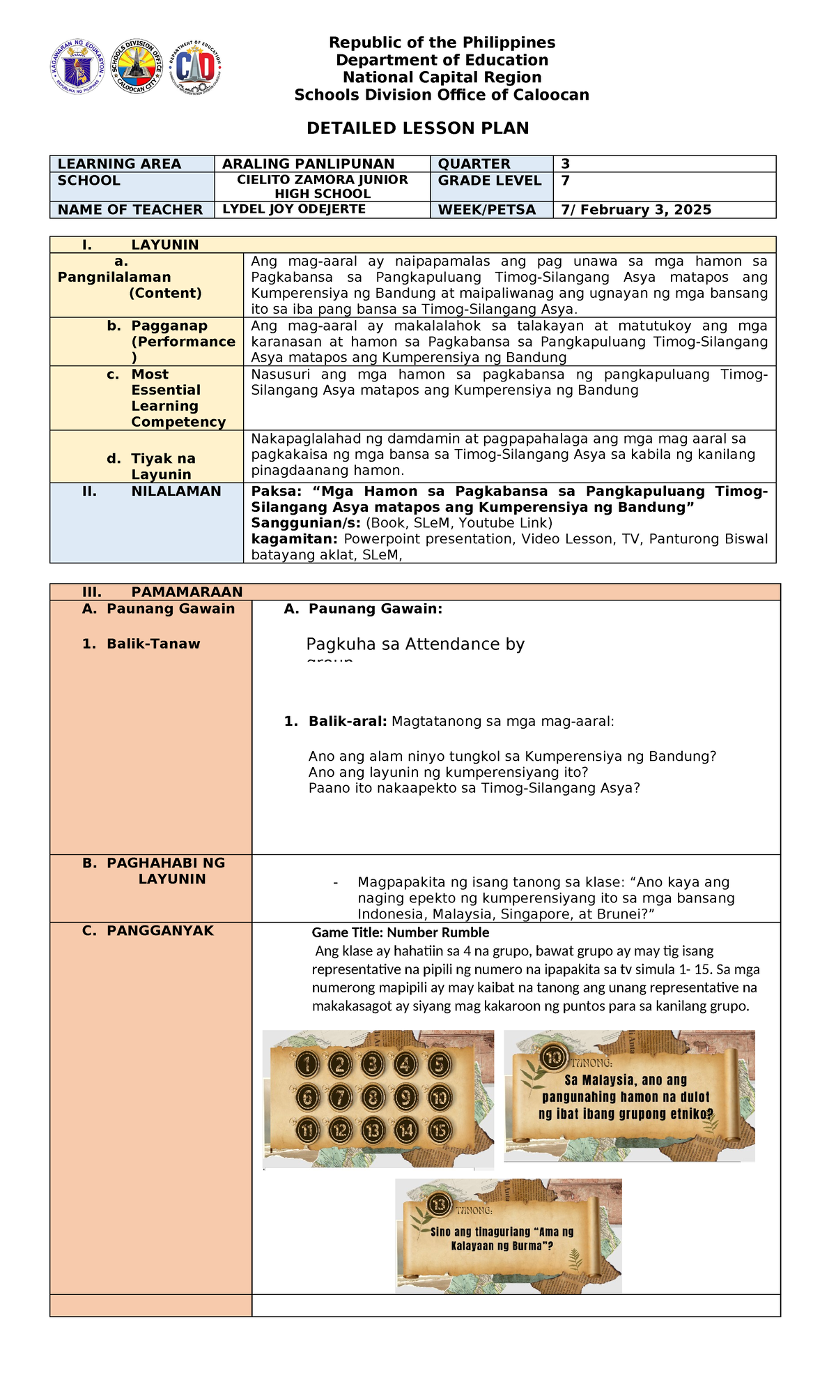 AP7 L7 DLP 3RDQ Feb - ARALING PANLIPUNAN LESSON PLAN - Studocu