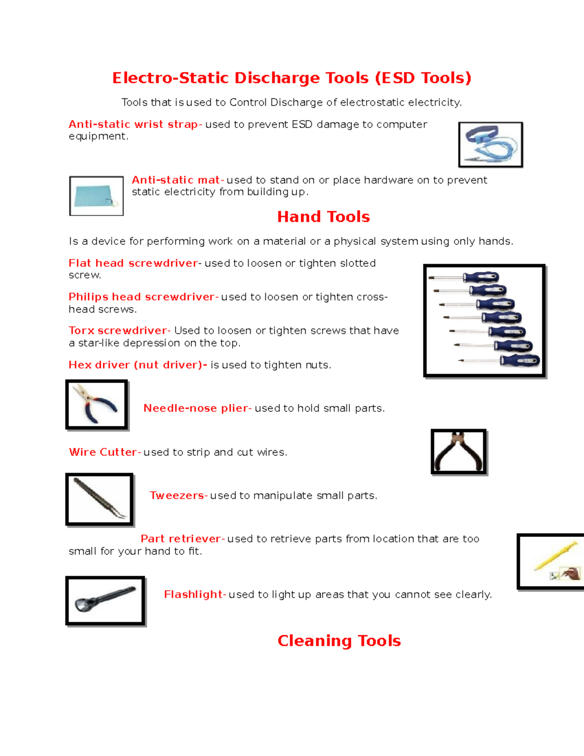 Tle - tools - notes - Electro-Static Discharge Tools (ESD Tools) Tools ...