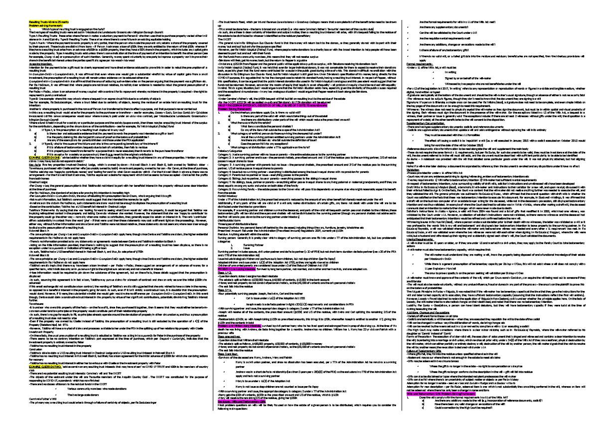 Resulting Trusts Cheat Sheet: Key Concepts and Problem Solving ...